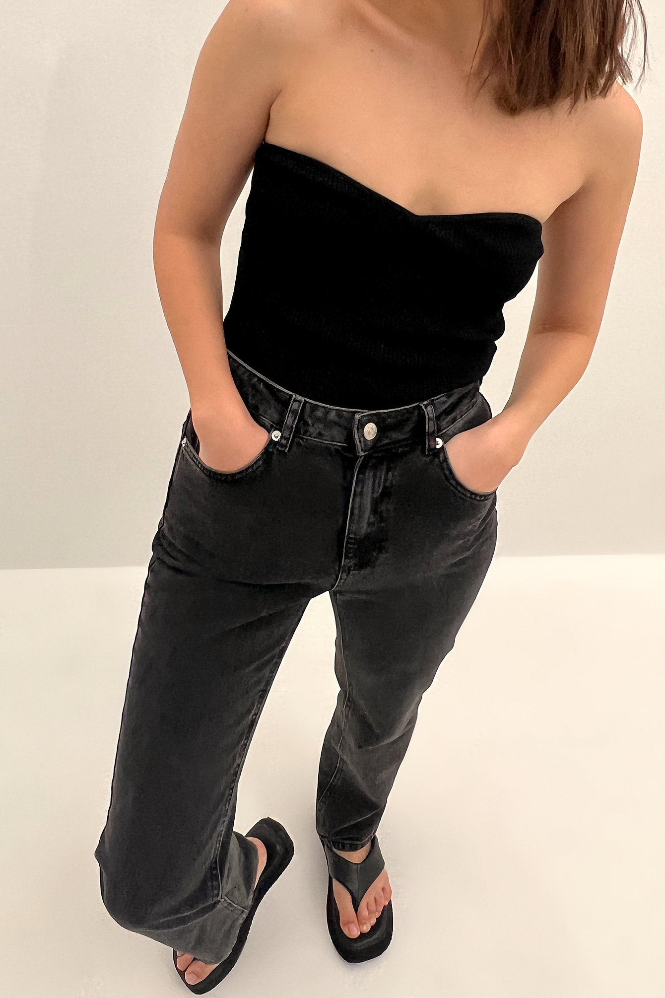 Heart Shaped Knitted Tube Top Black | na-kd.com