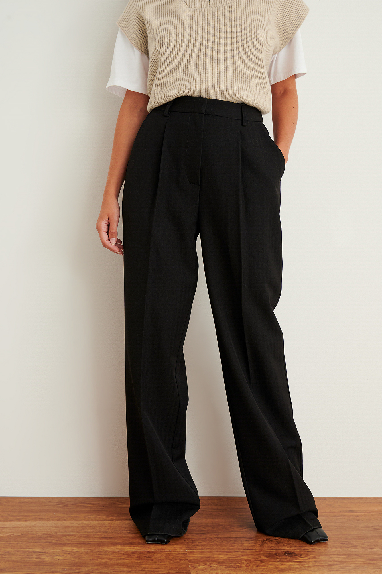 Heavy High Waist Suit Pants Black | na-kd.com