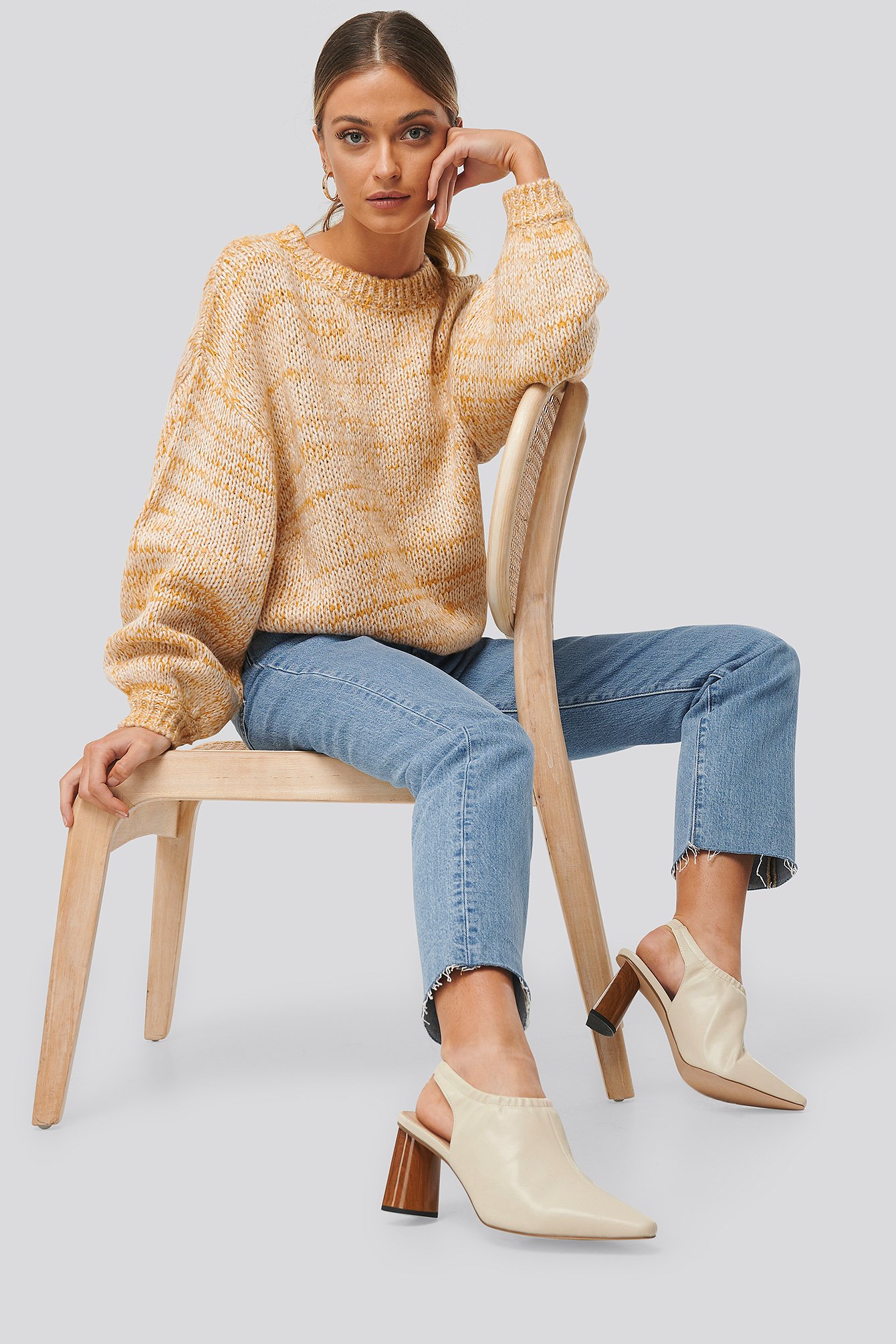 High Vamp Slingback Pumps Beige | na-kd.com