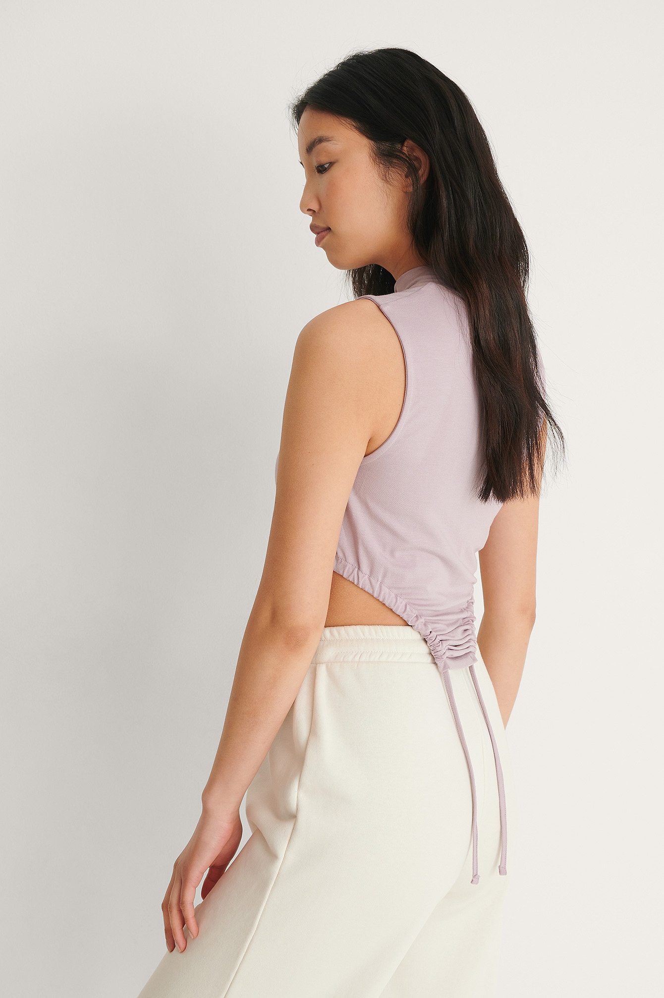 High Neck Drawstring Detail Top Purple | na-kd.com
