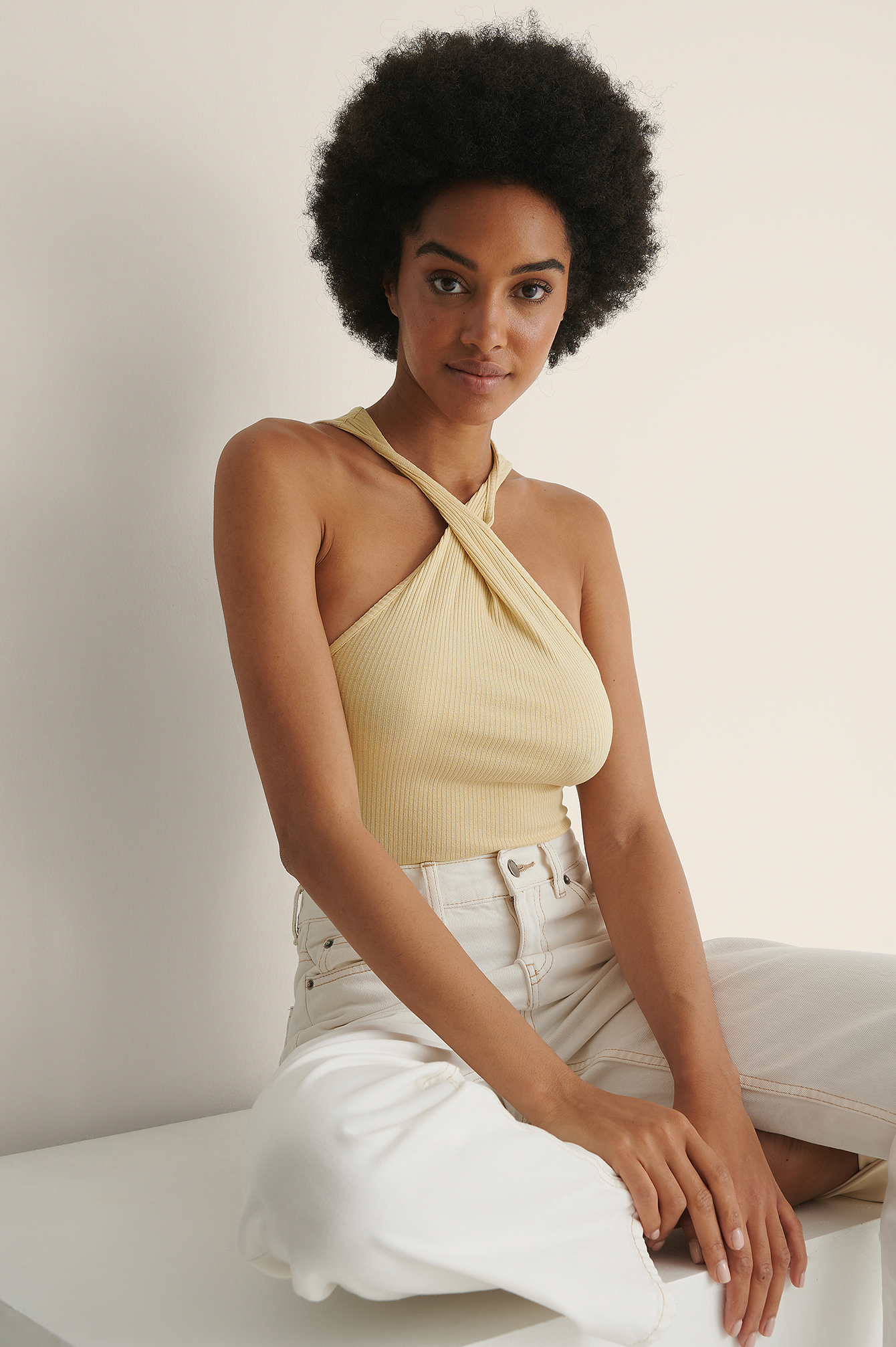 Organic Open Back Anglaise Top Blue | na-kd.com