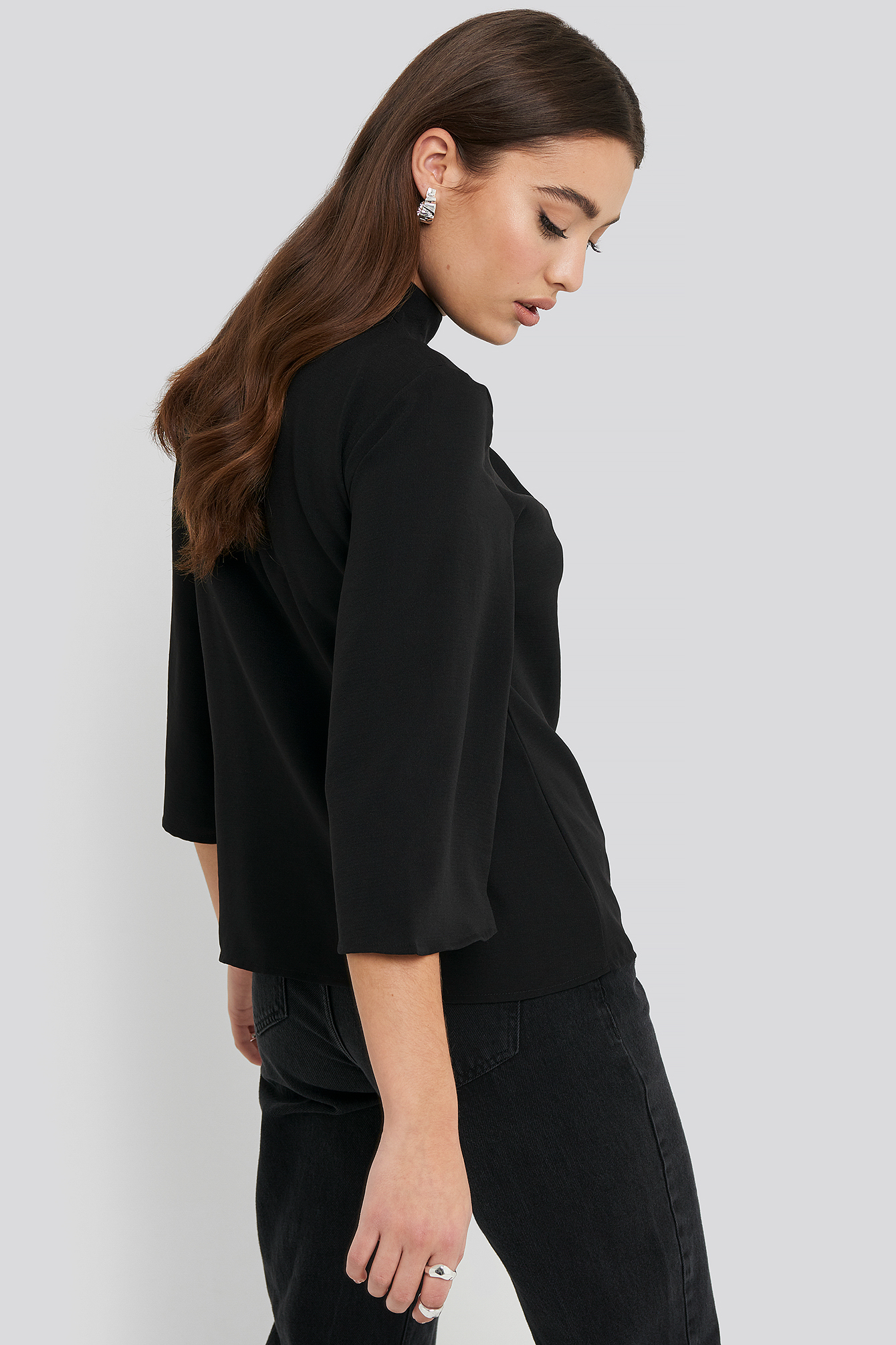 High Neck Wide Sleeve Blouse Black | na-kd.com