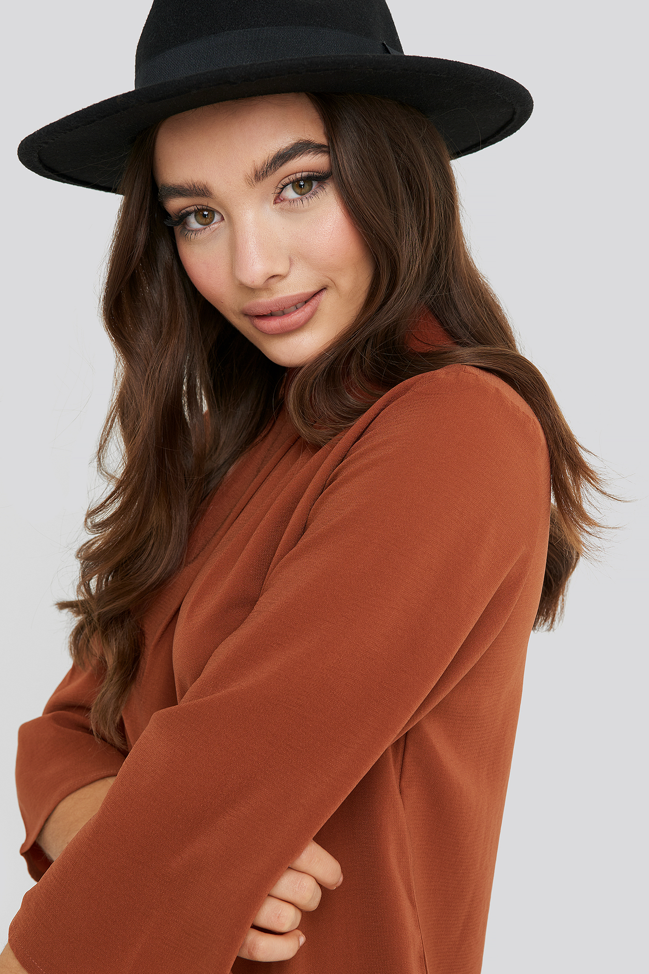 High Neck Wide Sleeve Blouse Orange | NA-KD