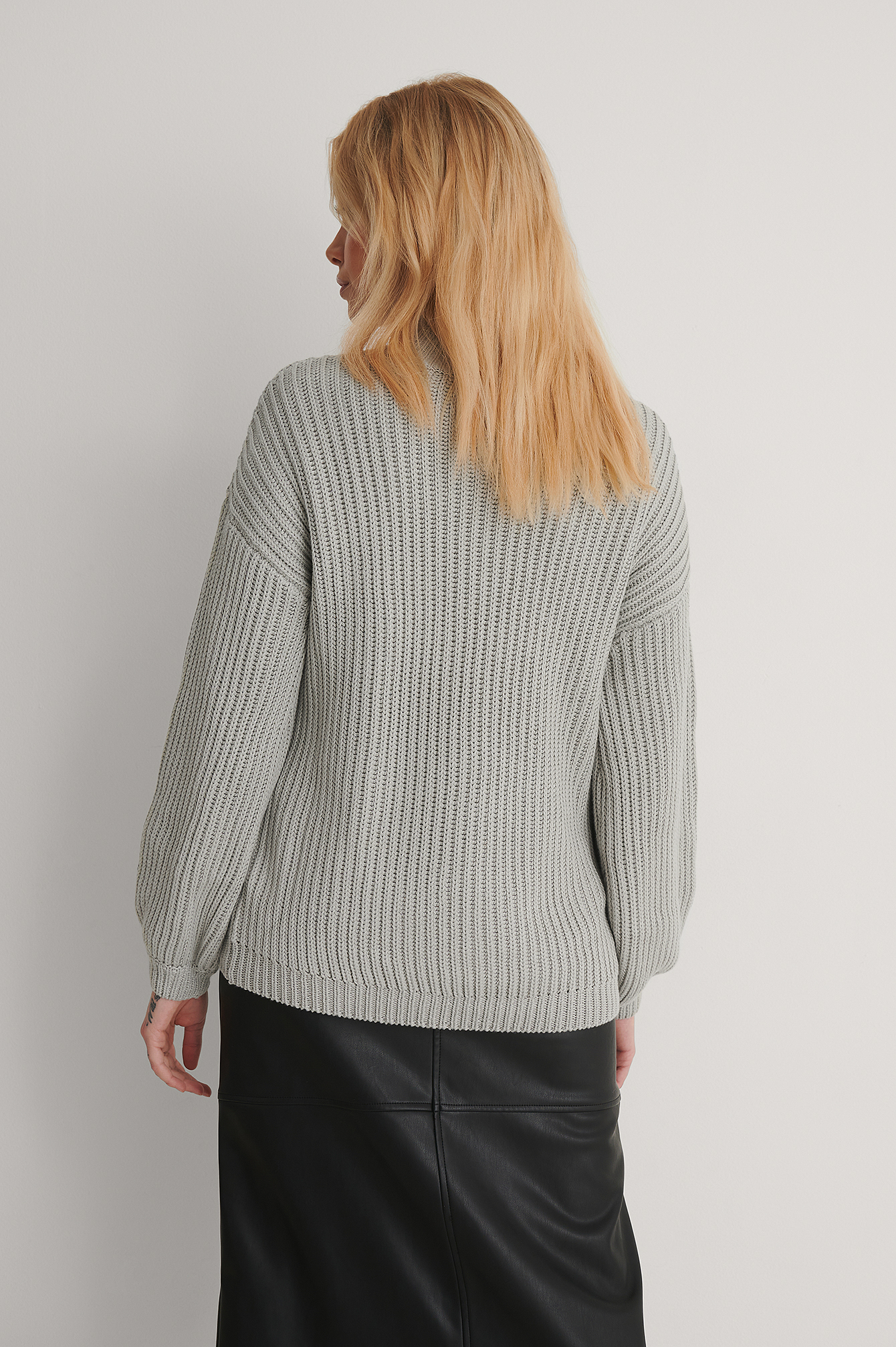 High Neck Zipped Knitted Sweater Grey | na-kd.com