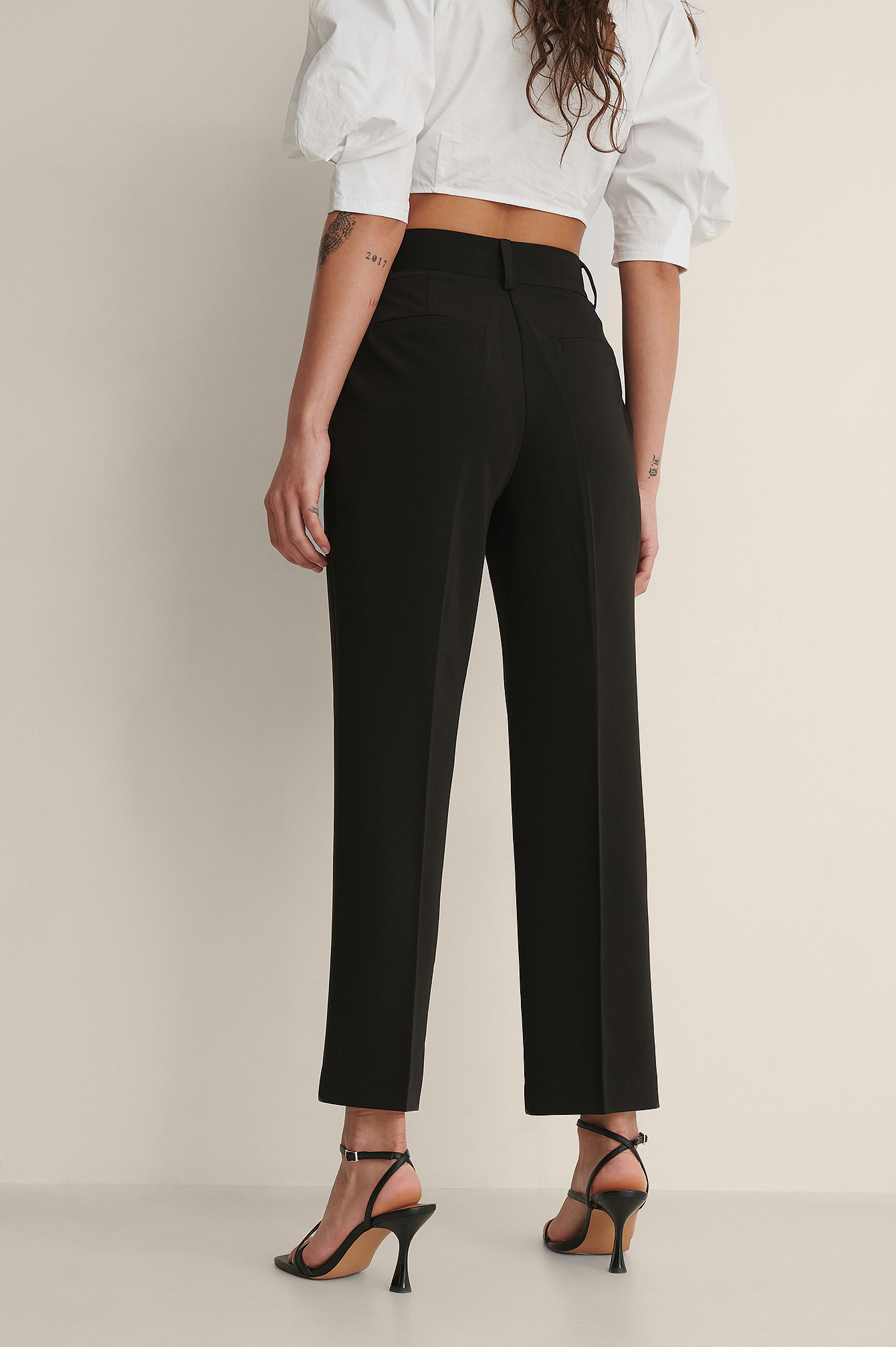 High Rise Cropped Suit Pants Black | na-kd.com