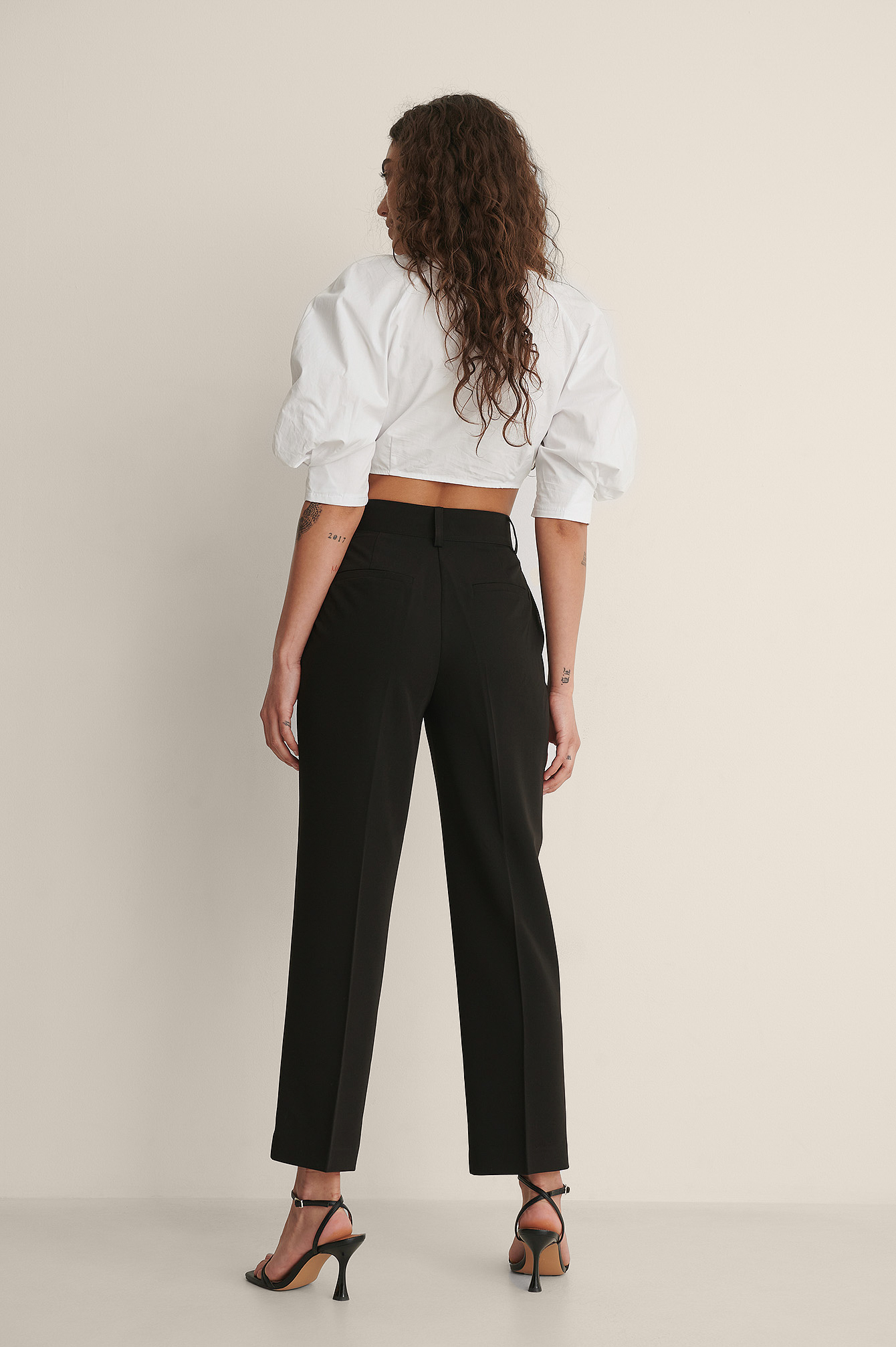 High Rise Cropped Suit Pants Black | na-kd.com