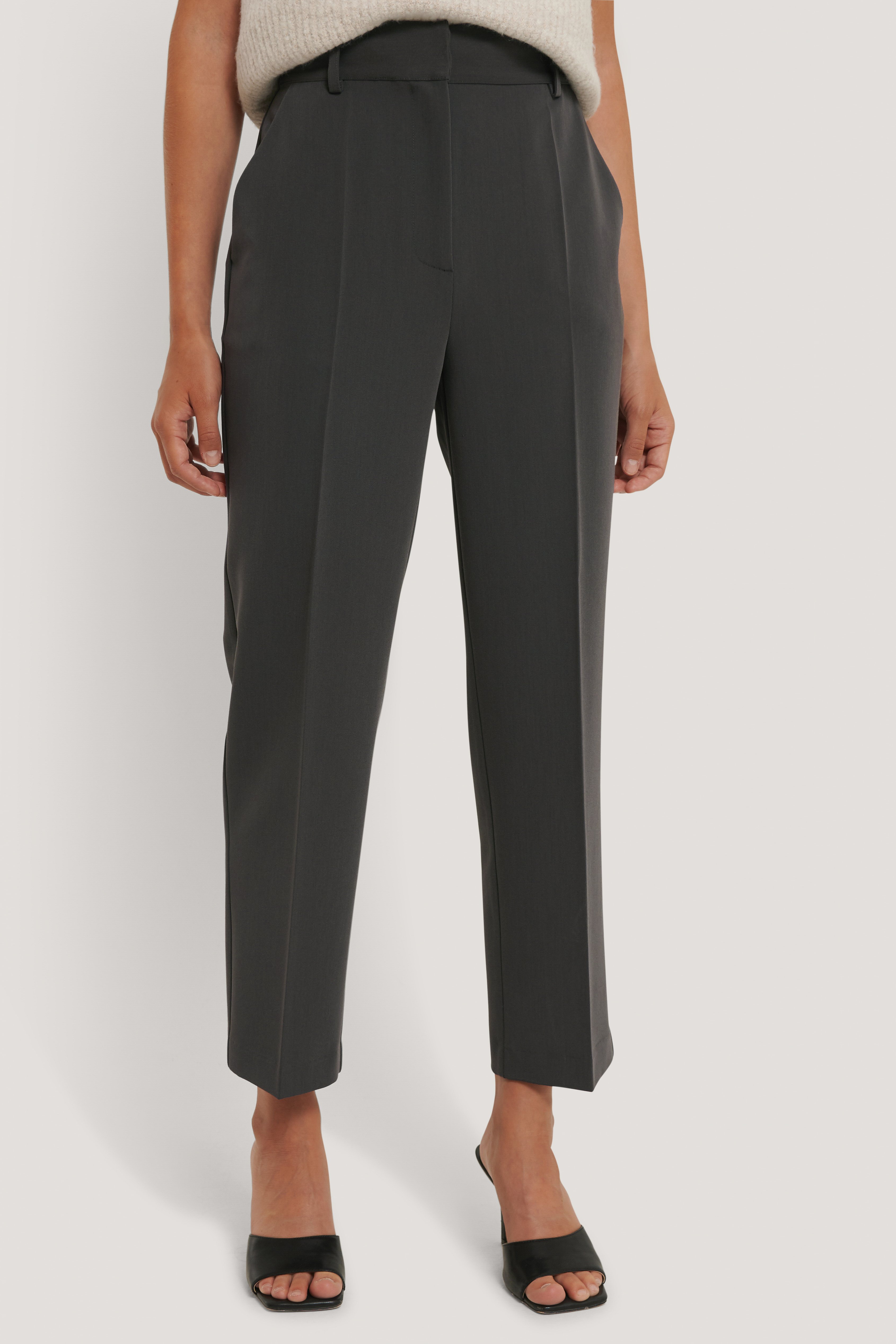 High Rise Cropped Suit Pants Grey | na-kd.com