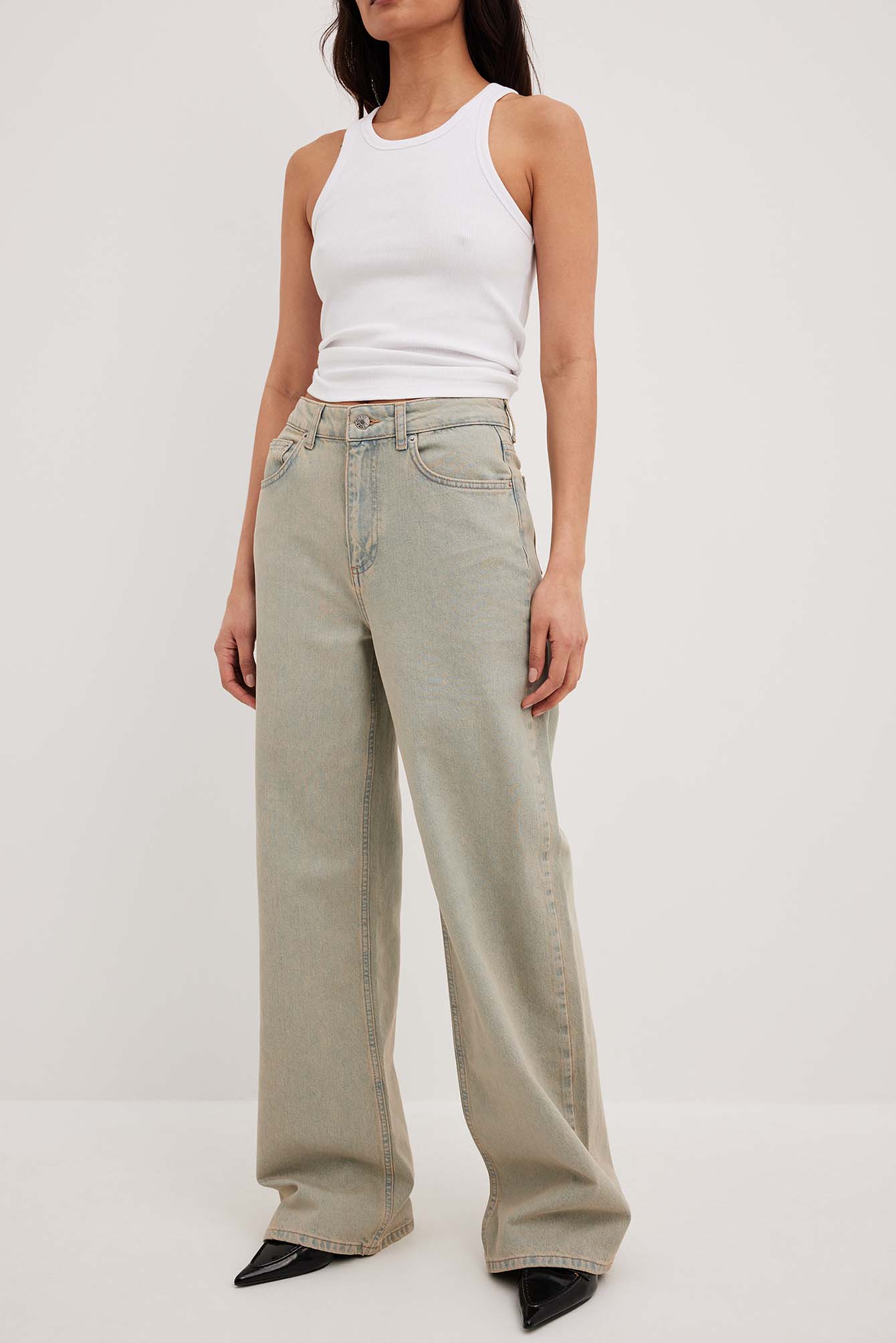 Wide High Waist Jeans Blue | NA-KD
