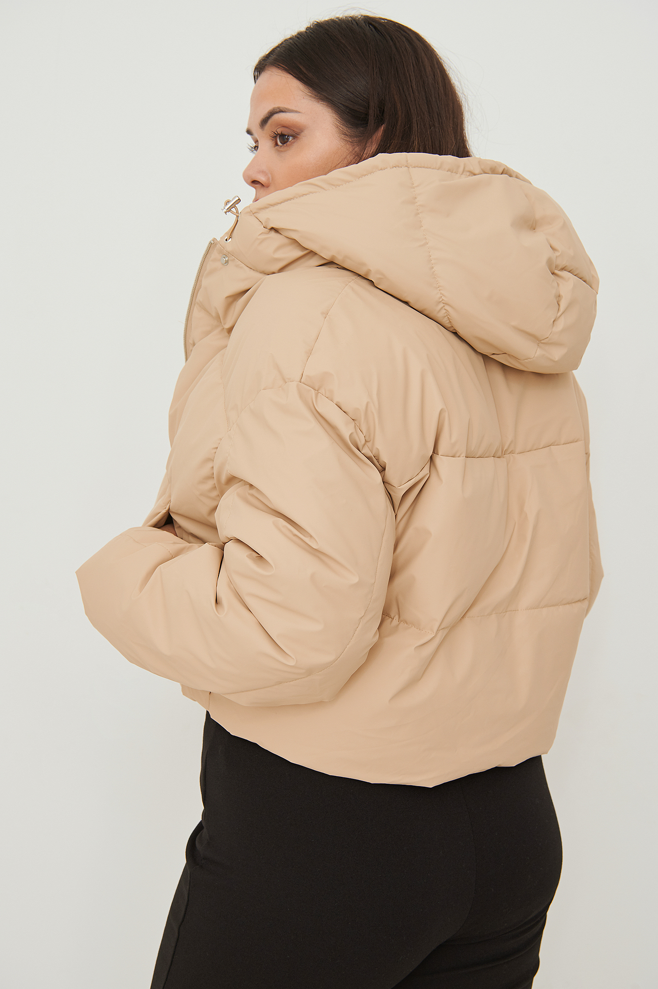 Hood Padded Coated Jacket Beige | na-kd.com