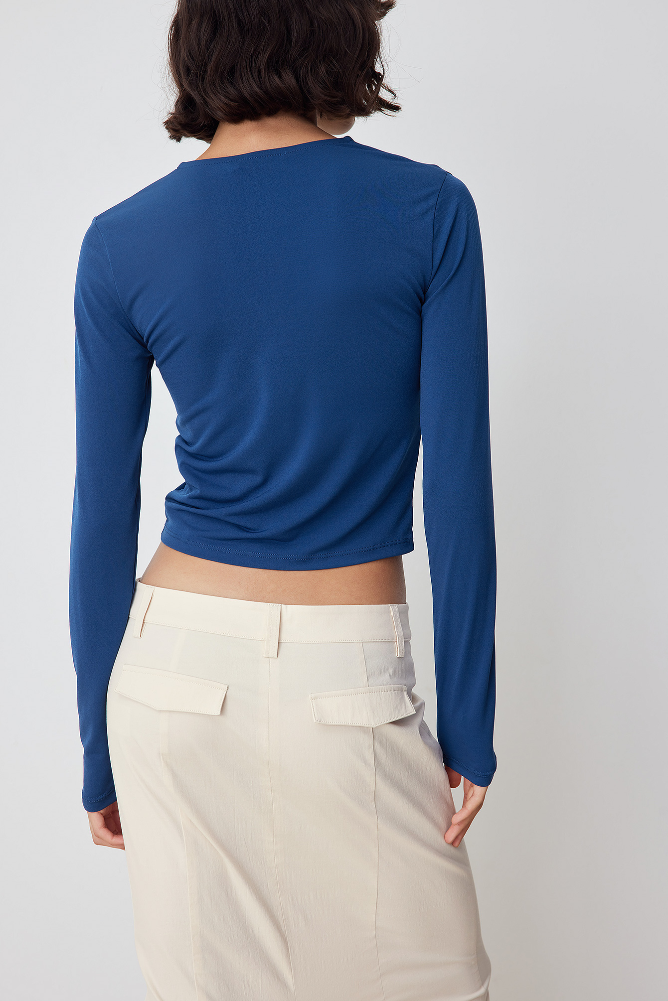 Jersey Buckle Detail Top Blue | na-kd.com