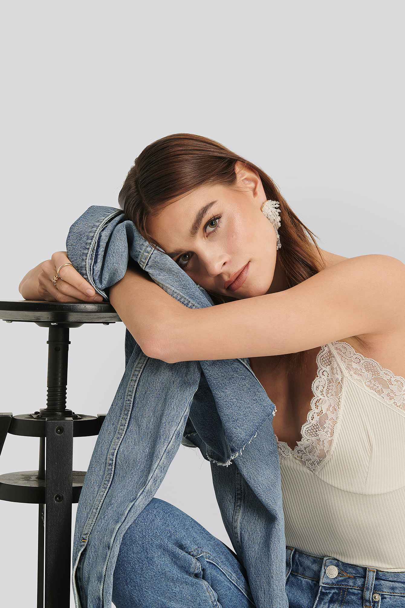 Jersey Lace Singlet Beige | NA-KD