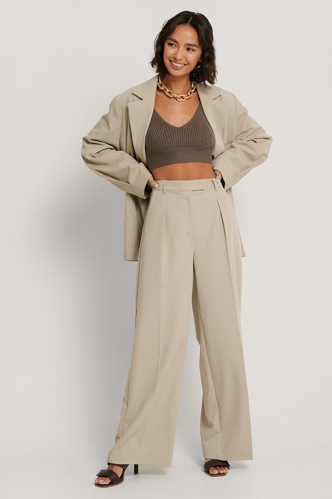 Knitted Bralette Brown Na