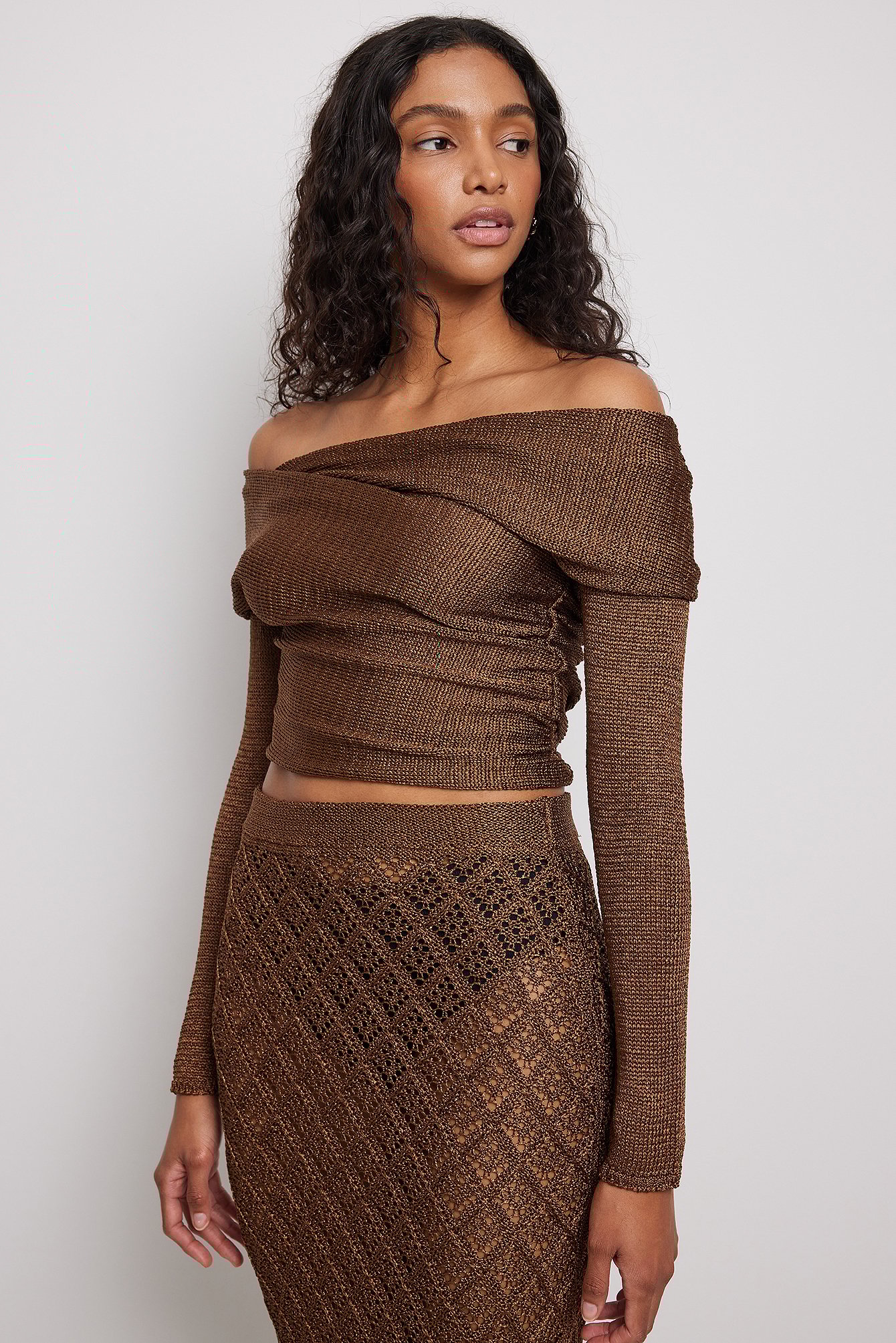 Knitted Wrap Detailed Sweater Brown | NA-KD