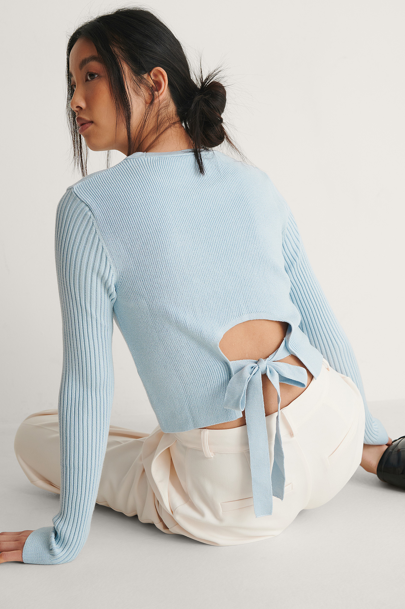 Knot Detail Knitted Sweater Blue | NA-KD