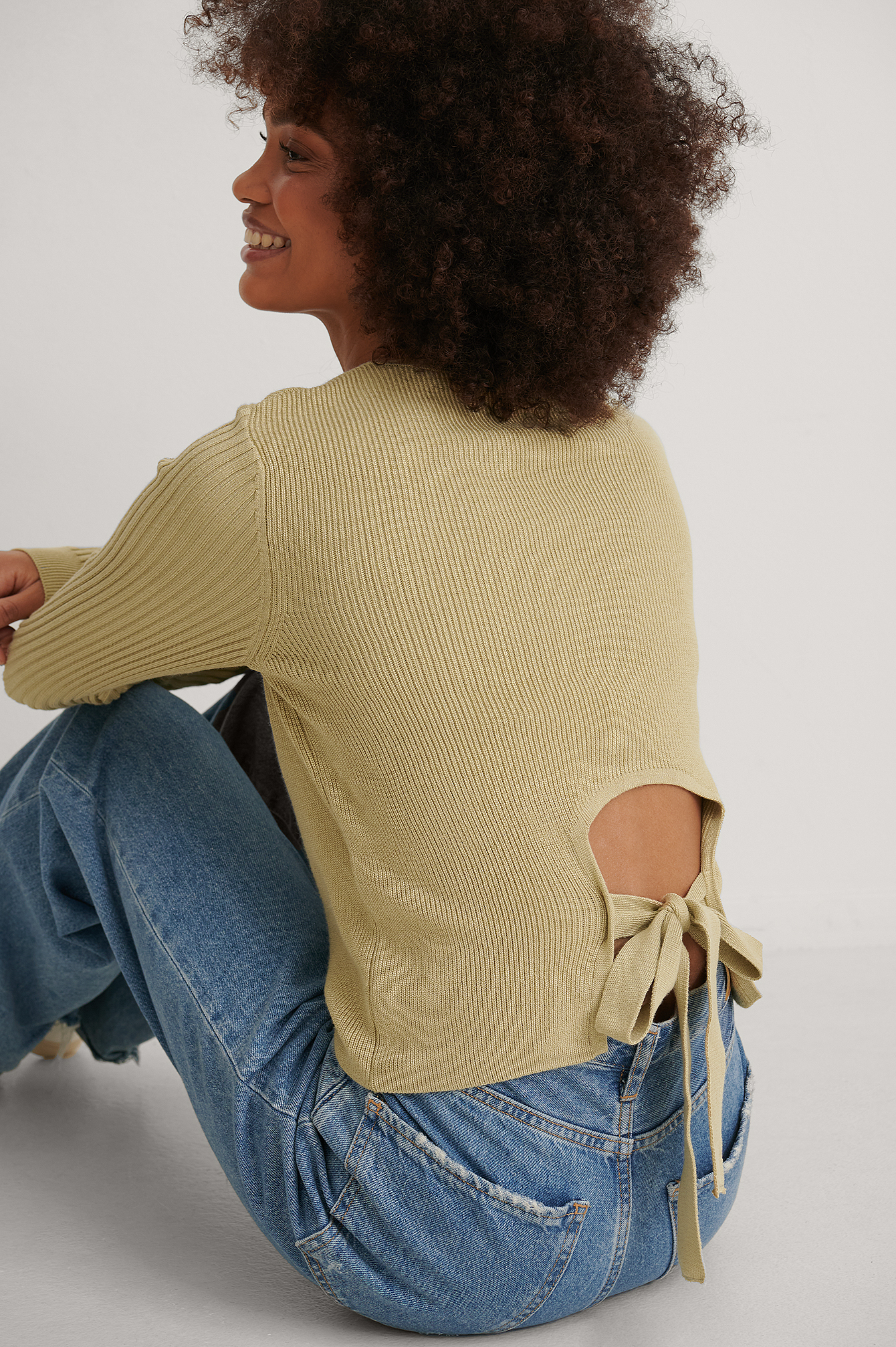 Knot Detail Knitted Sweater Green | na-kd.com