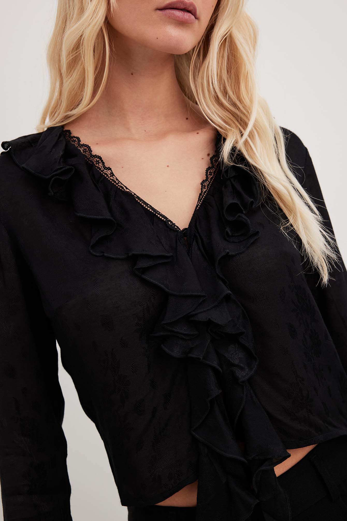 Lace Detail Top Black Na Kd