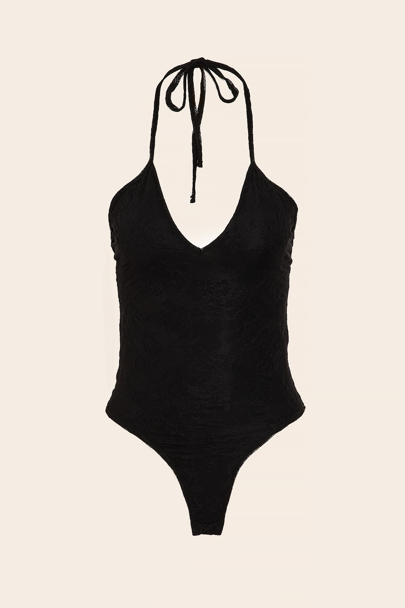 Lace Halterneck Body Black | na-kd.com