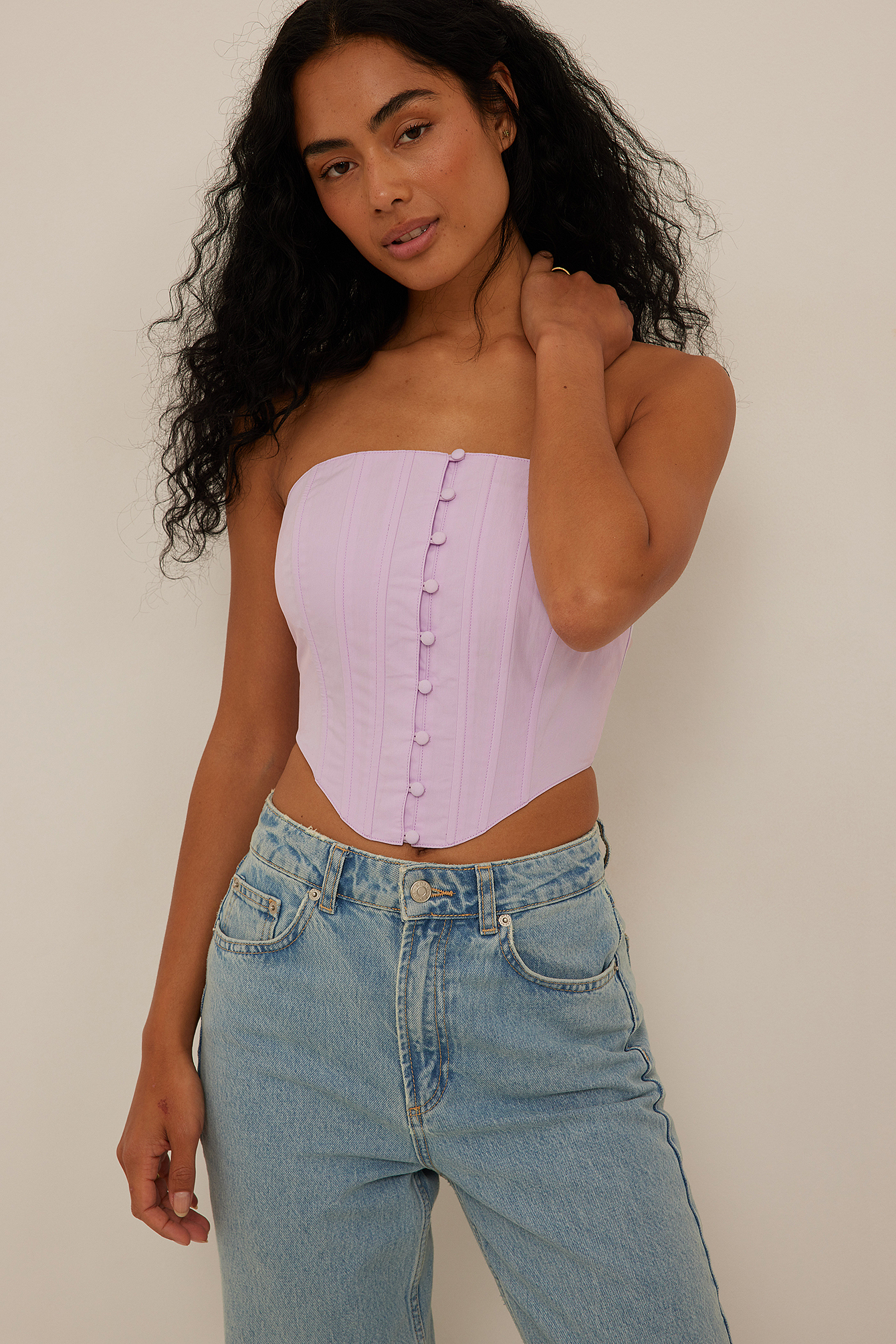 Lace Up Back Corset Top Purple | na-kd.com