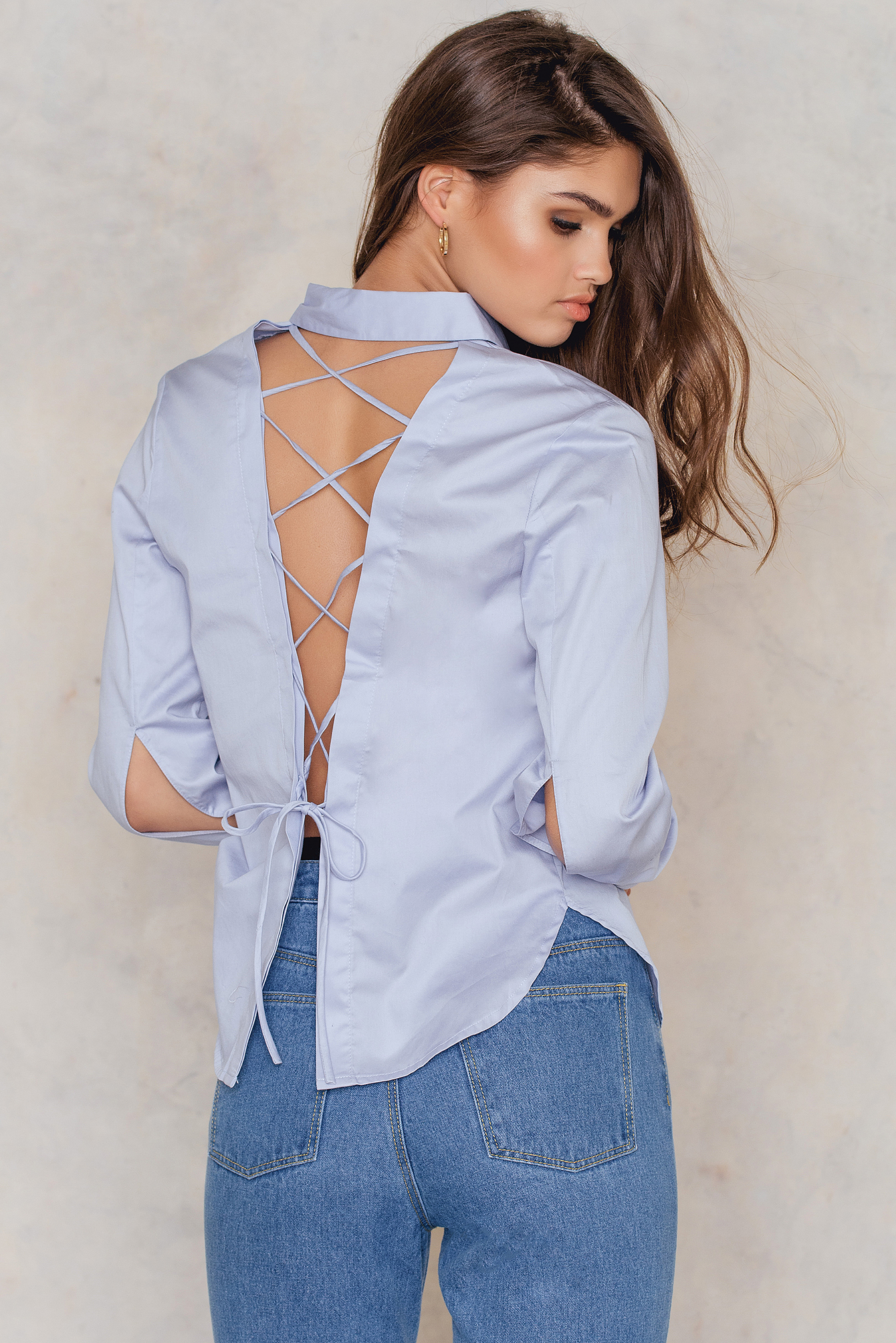Lacing Back Shirt Blue | NA-KD