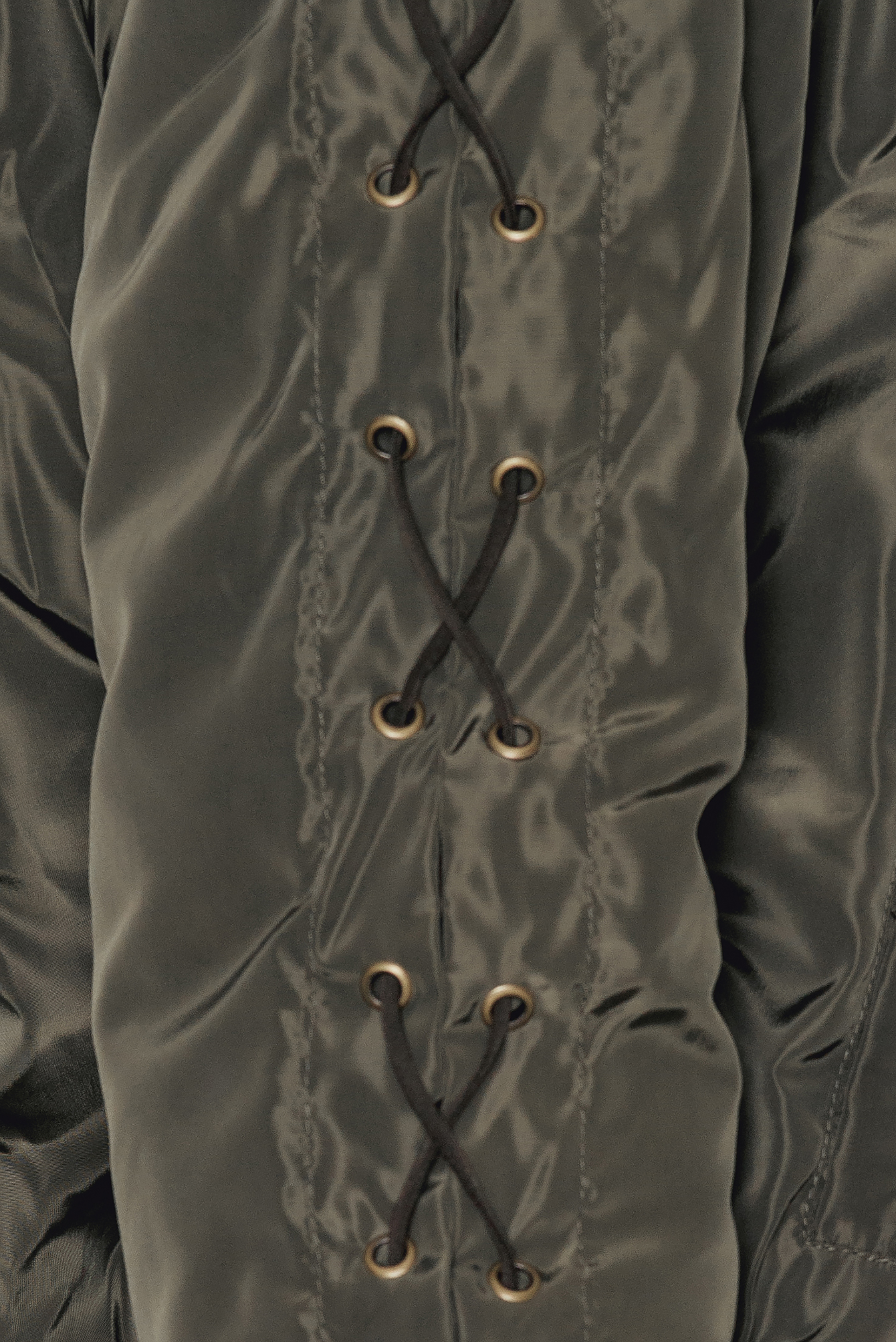 Lacing Sleeve Bomber Jacket Green | na-kd.com