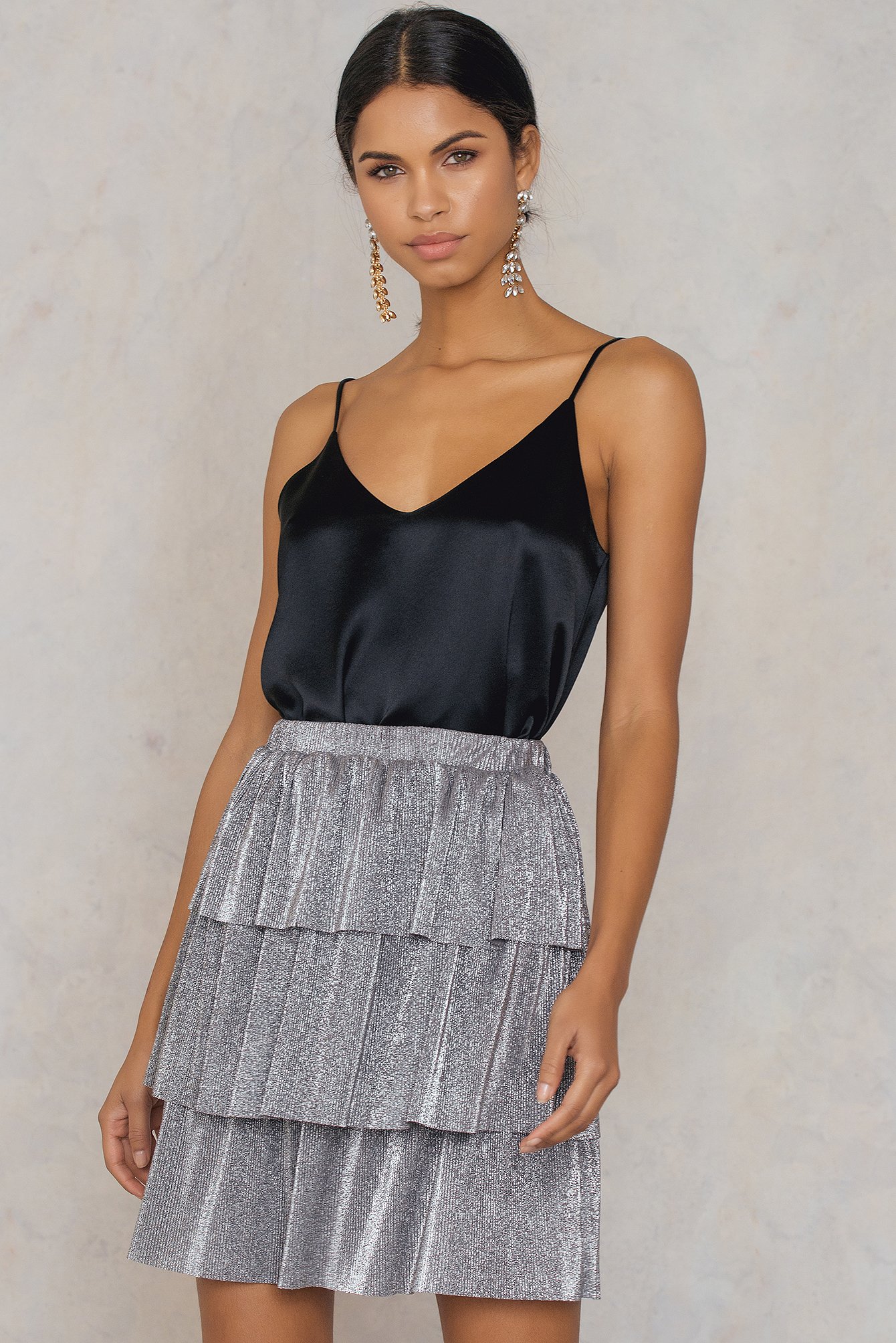 Layer Metallic Mini skirt Silver | NA-KD