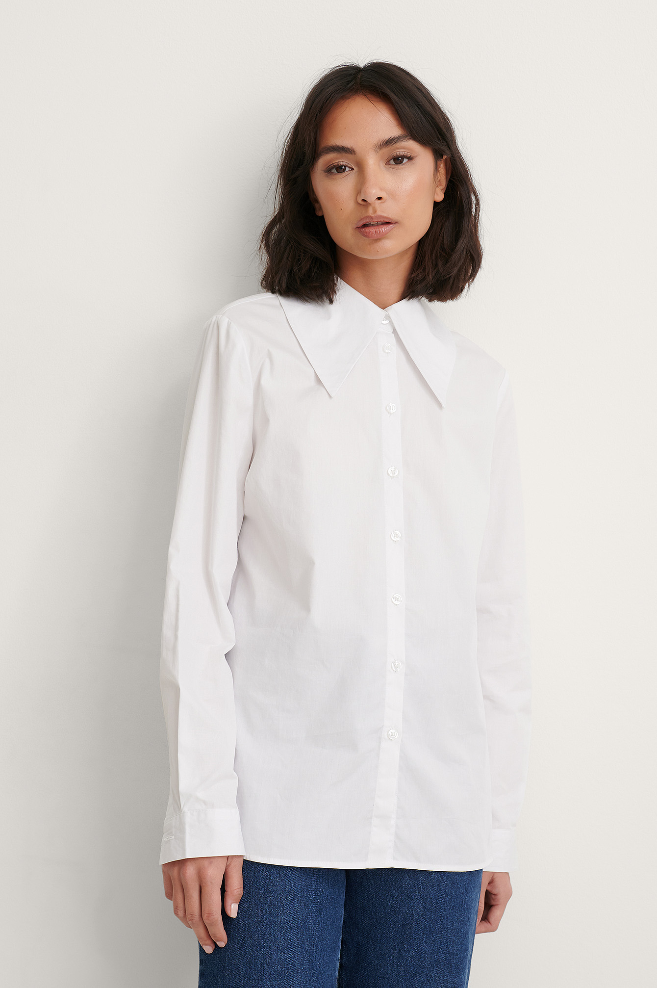 Long Collar Blouse White | na-kd.com