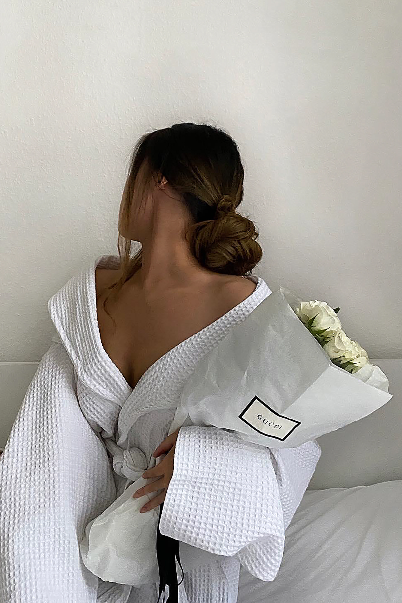 Long Organic Cotton Waffle Robe White | NA-KD