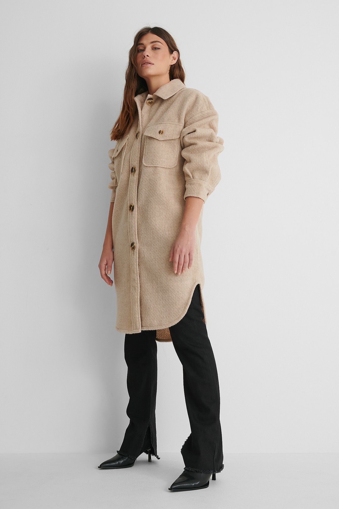 Long Overshirt Beige | na-kd.com