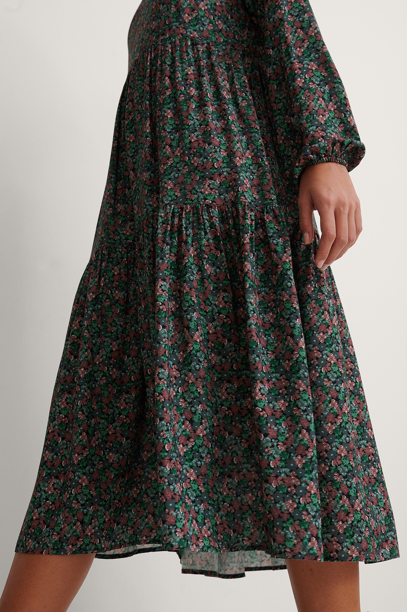 Long Sleeve Printed Flounce Dress Multicolor | na-kd.com