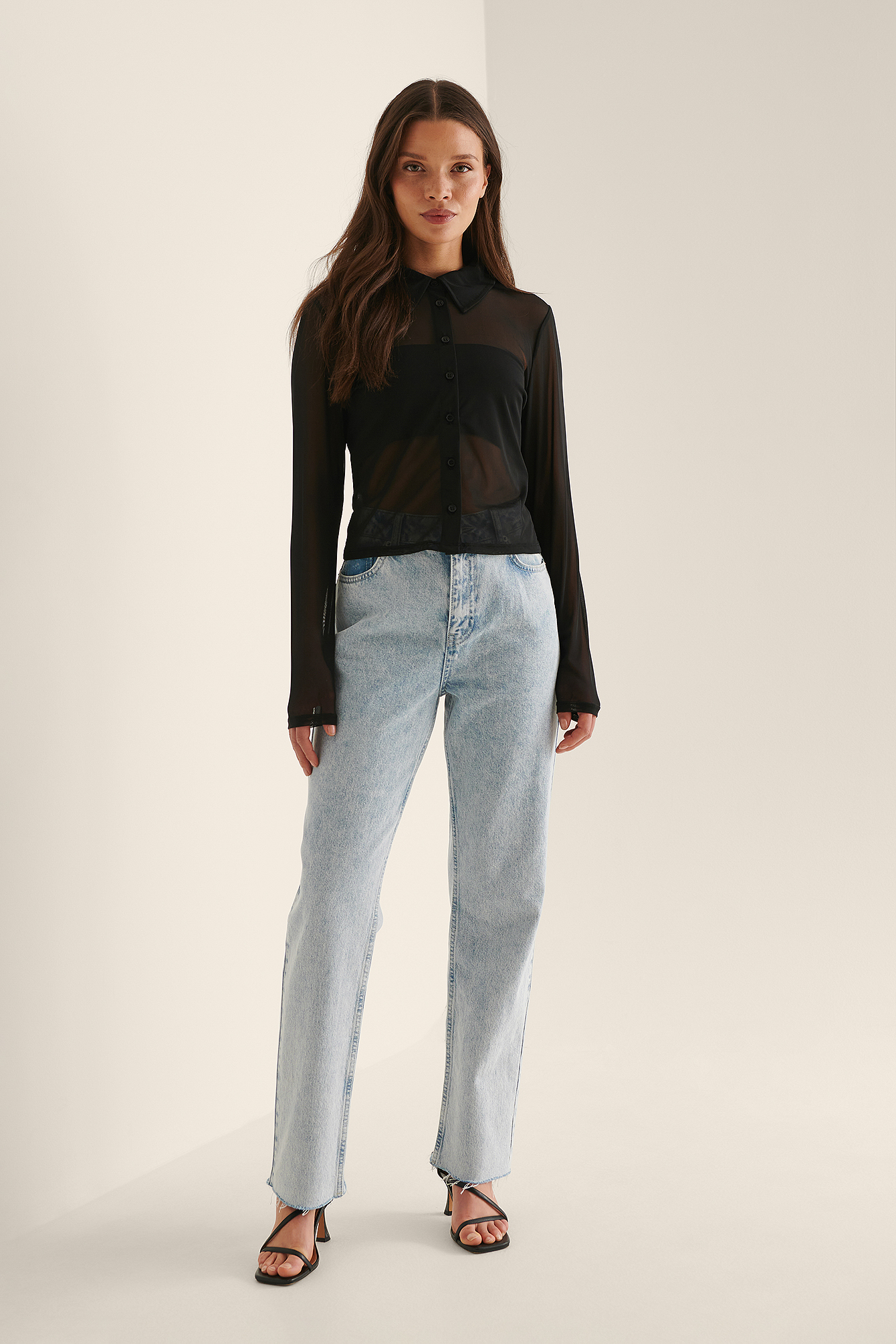 Recycled Loose Mesh Shirt Black | na-kd.com