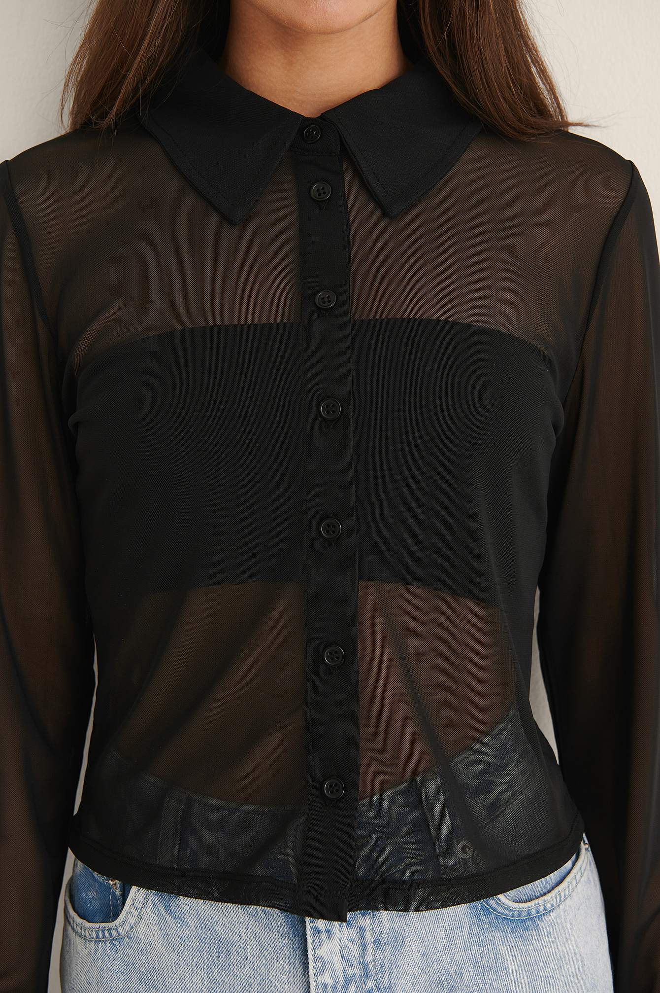 Recycled Loose Mesh Shirt Black | na-kd.com