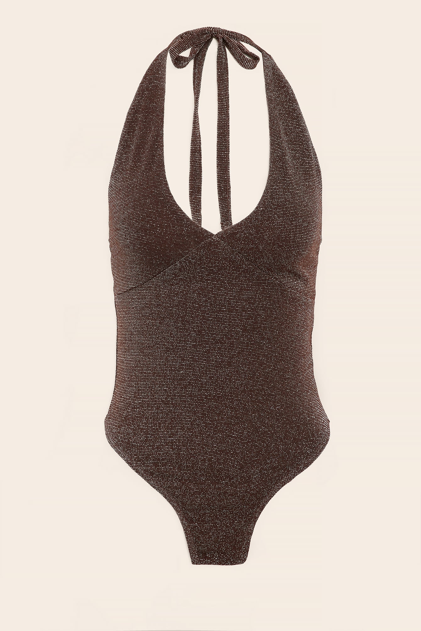 Lurex V-neck Body Brown | na-kd.com