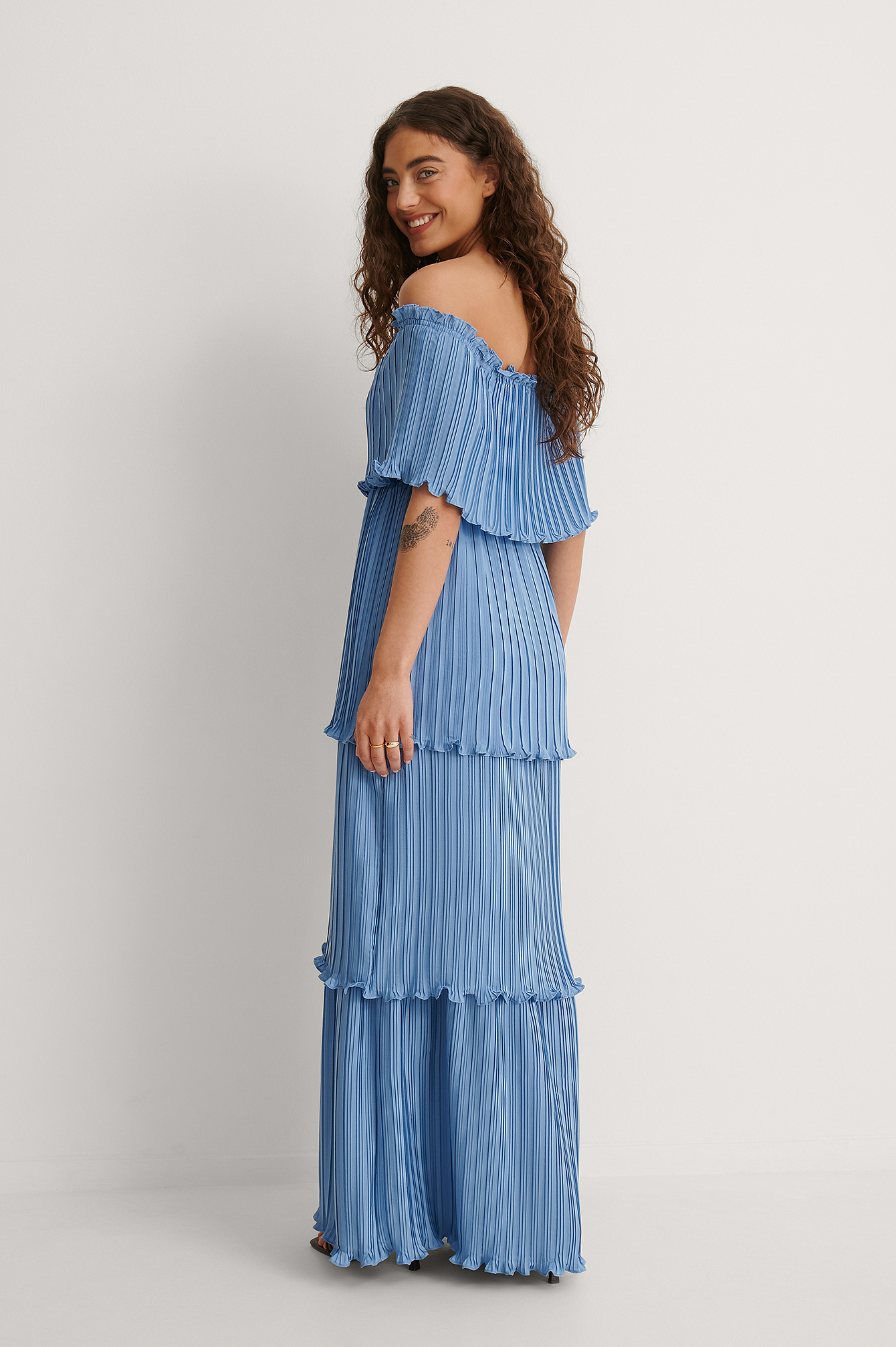 Maxi Pleated Panel Dress Blue | na-kd.com