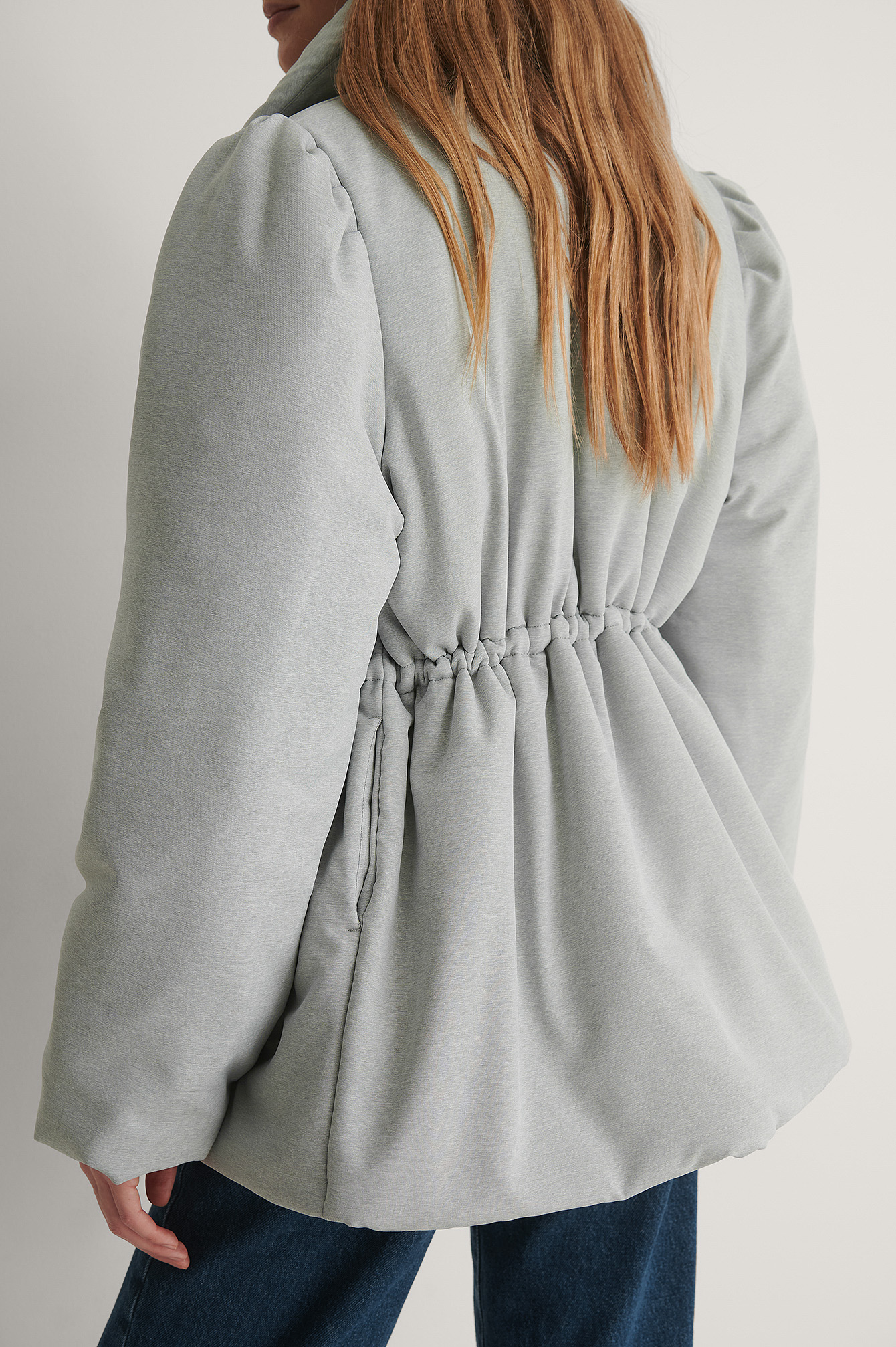 Recycled Melange Padded Drawstring Jacket Grey | na-kd.com