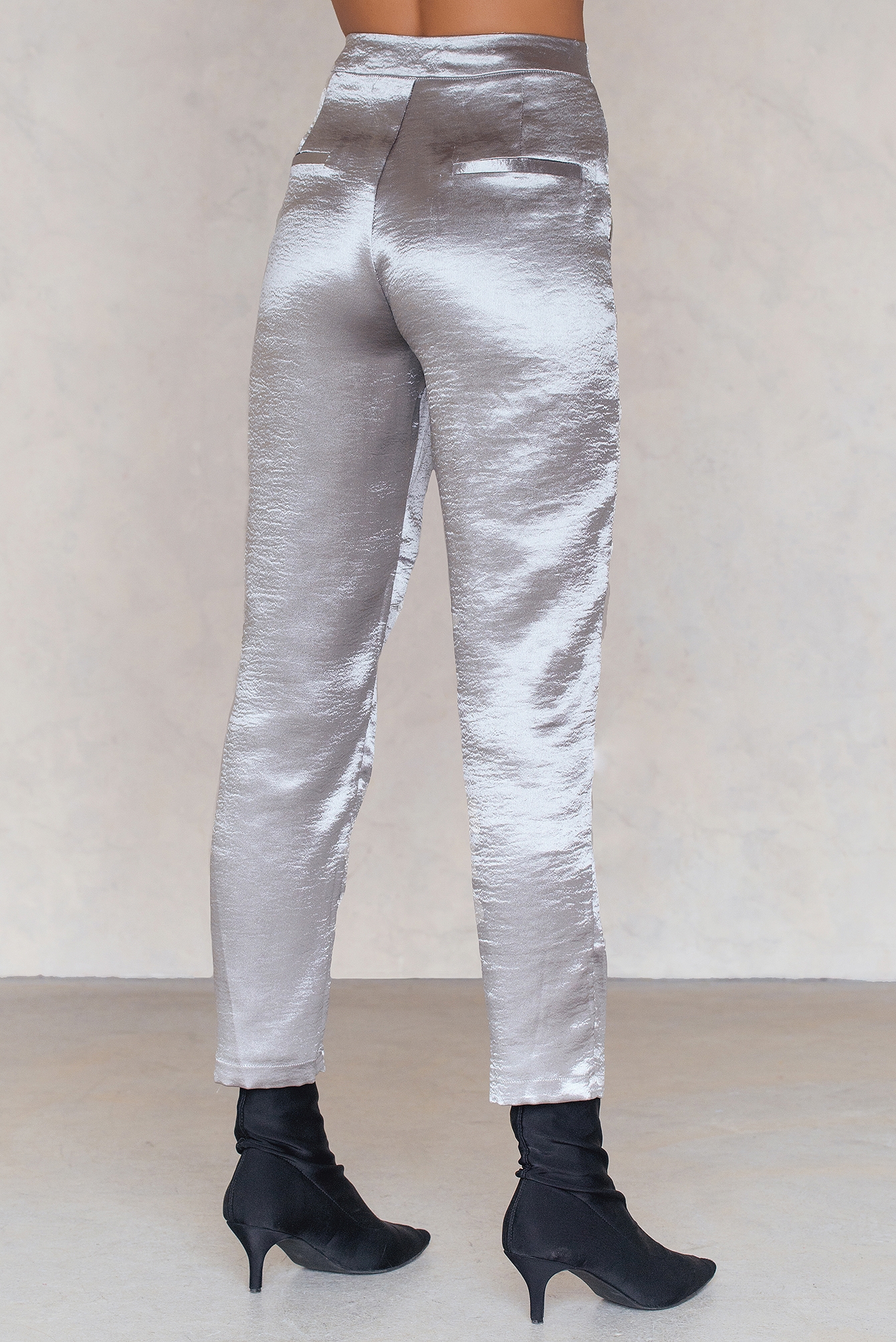 Metallic Straight Pants Silver | na-kd.com