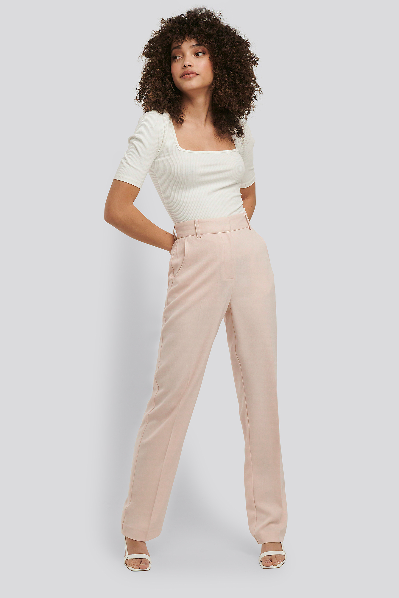 Mid Rise Creased Suit Pants Pink | NA-KD