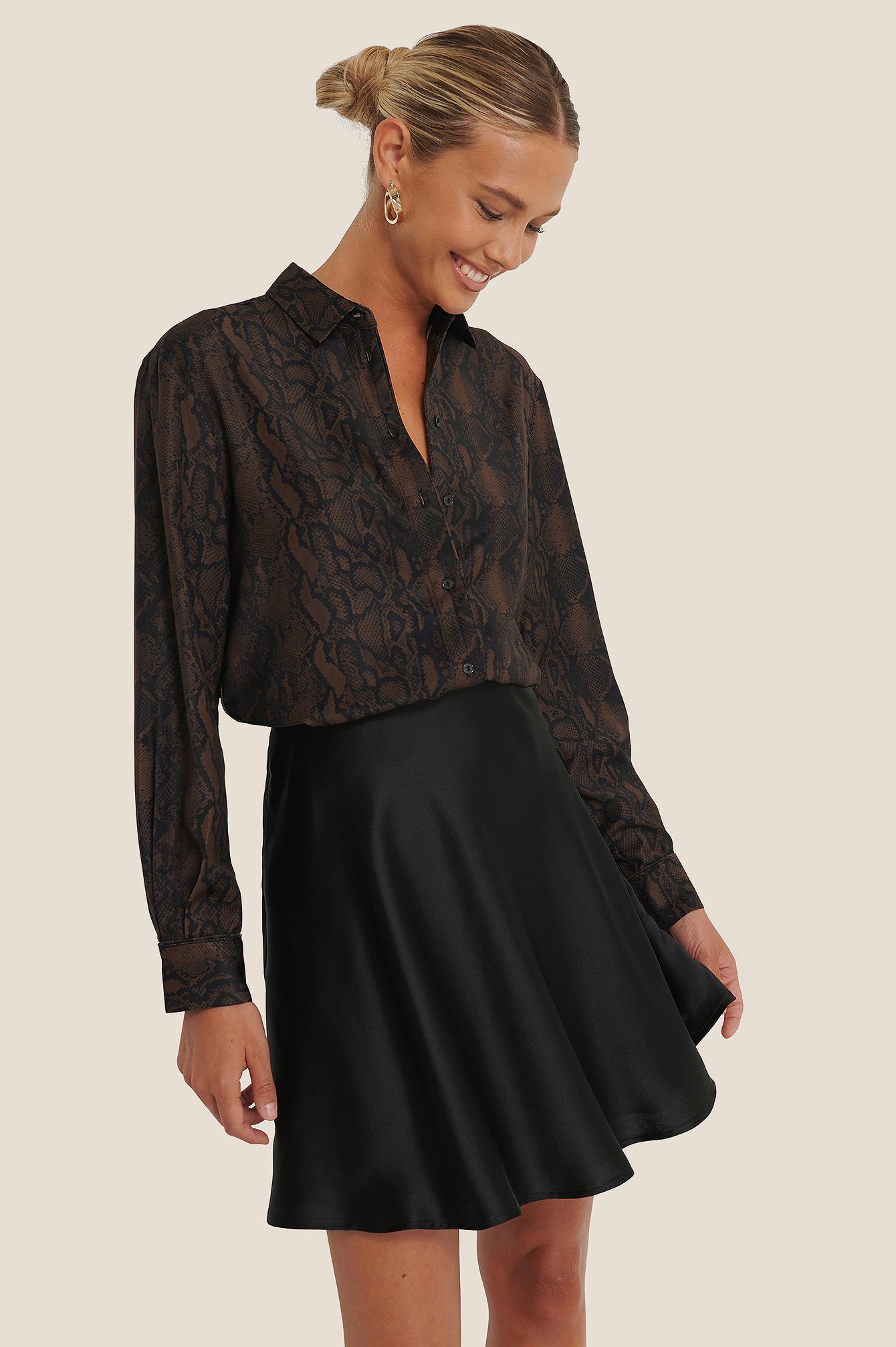 Mini Satin Skirt Black Na