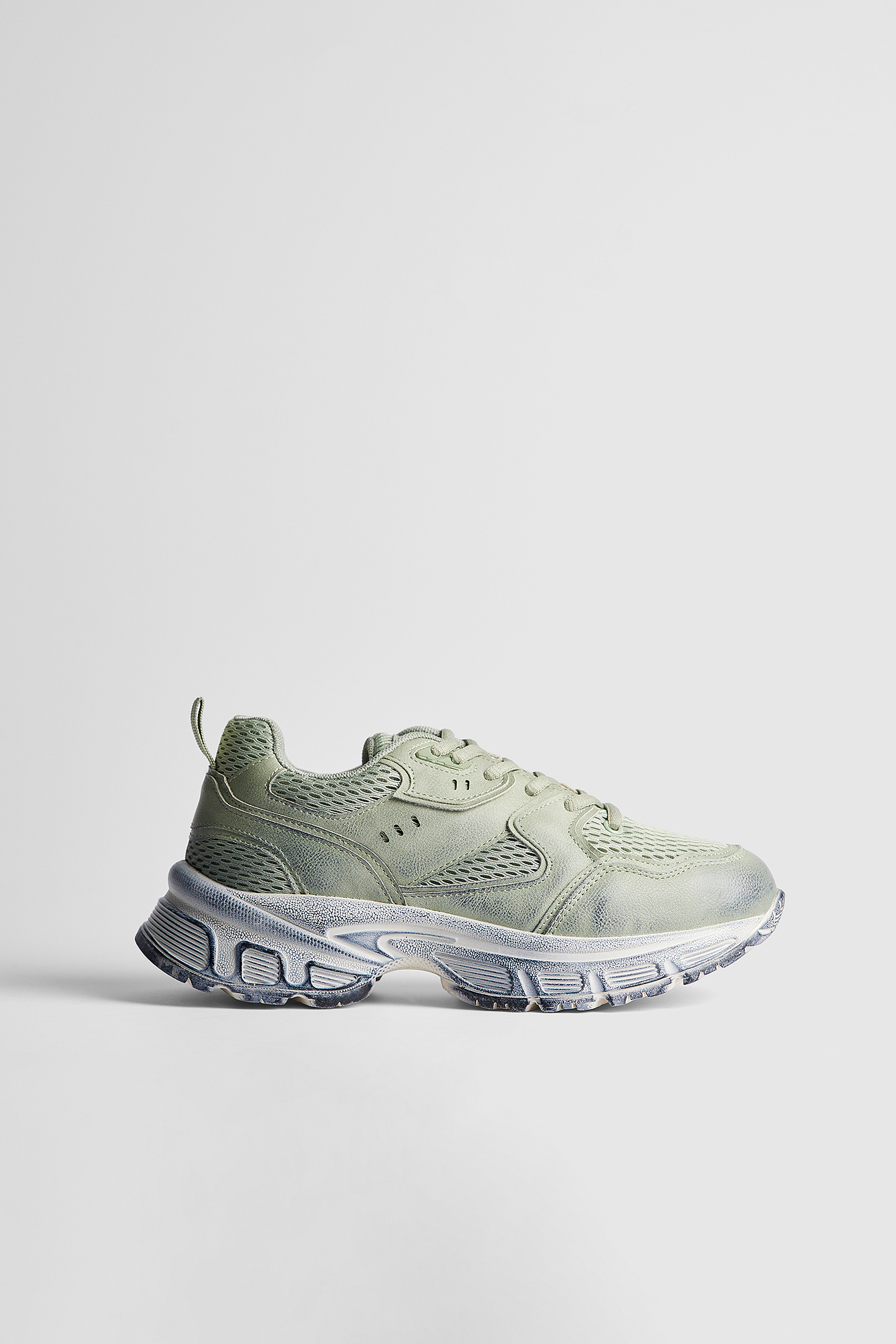 Mixed Upper Detailed Trainers Green | NA-KD