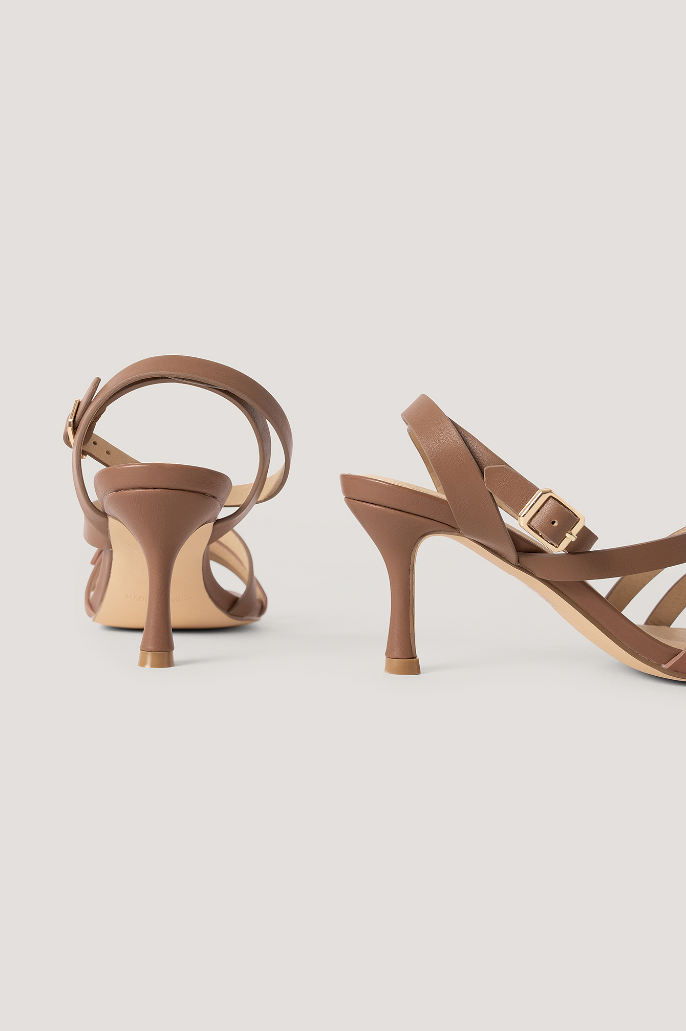 Multi Buckle Squared Toe Heels Brown | na-kd.com