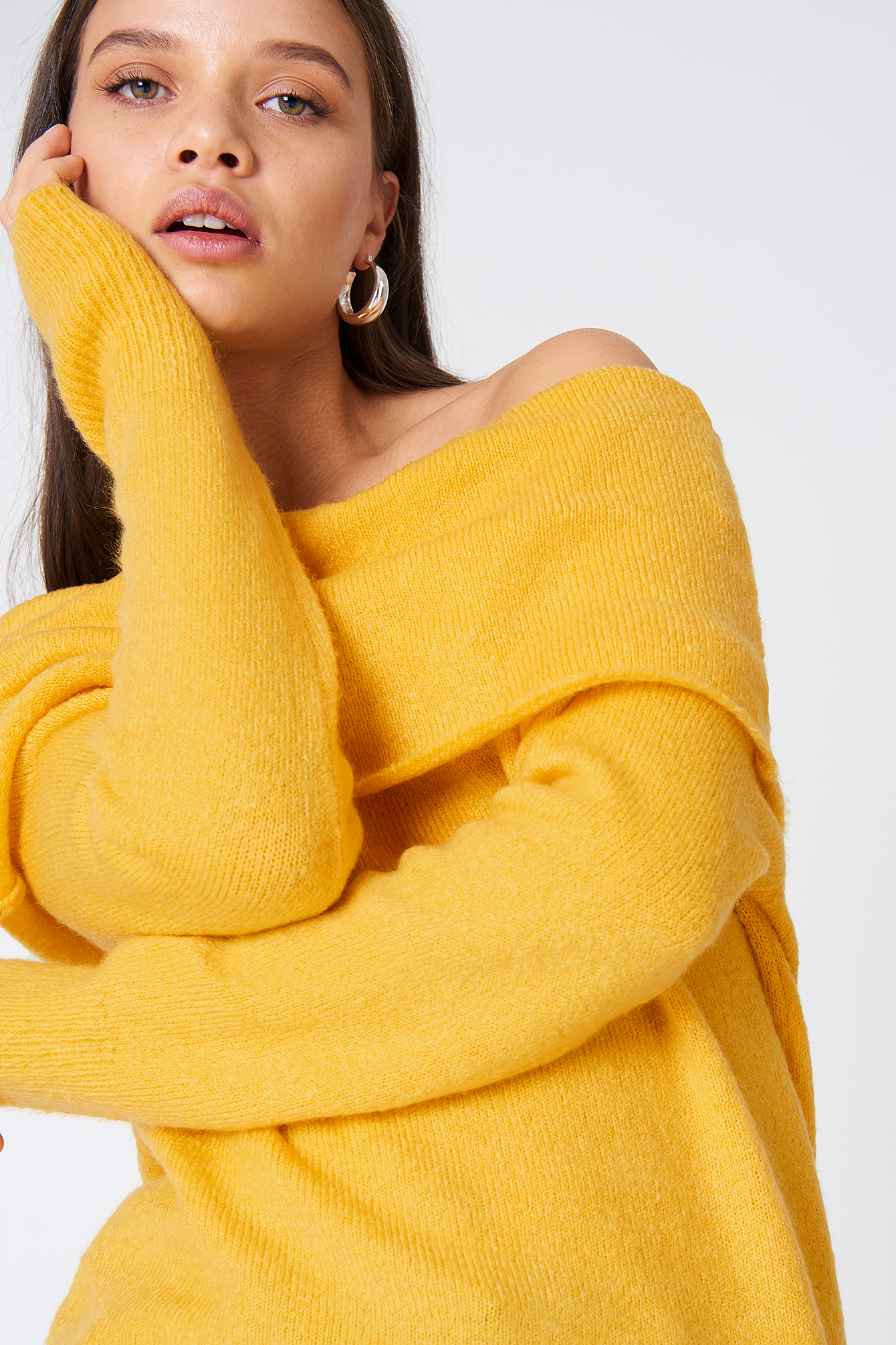Offshoulder Folded Wide Sweater Yellow | NA-KD