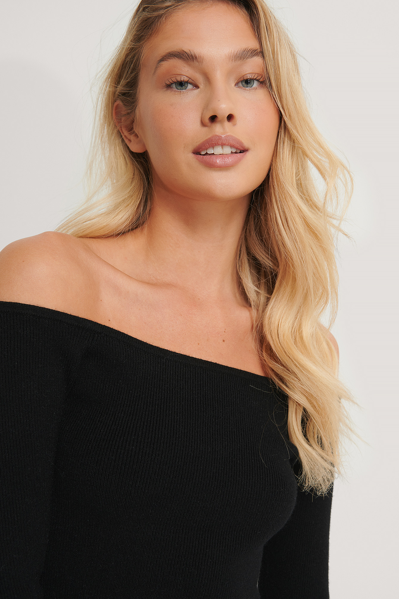 Off Shoulder Knitted Top Black | na-kd.com