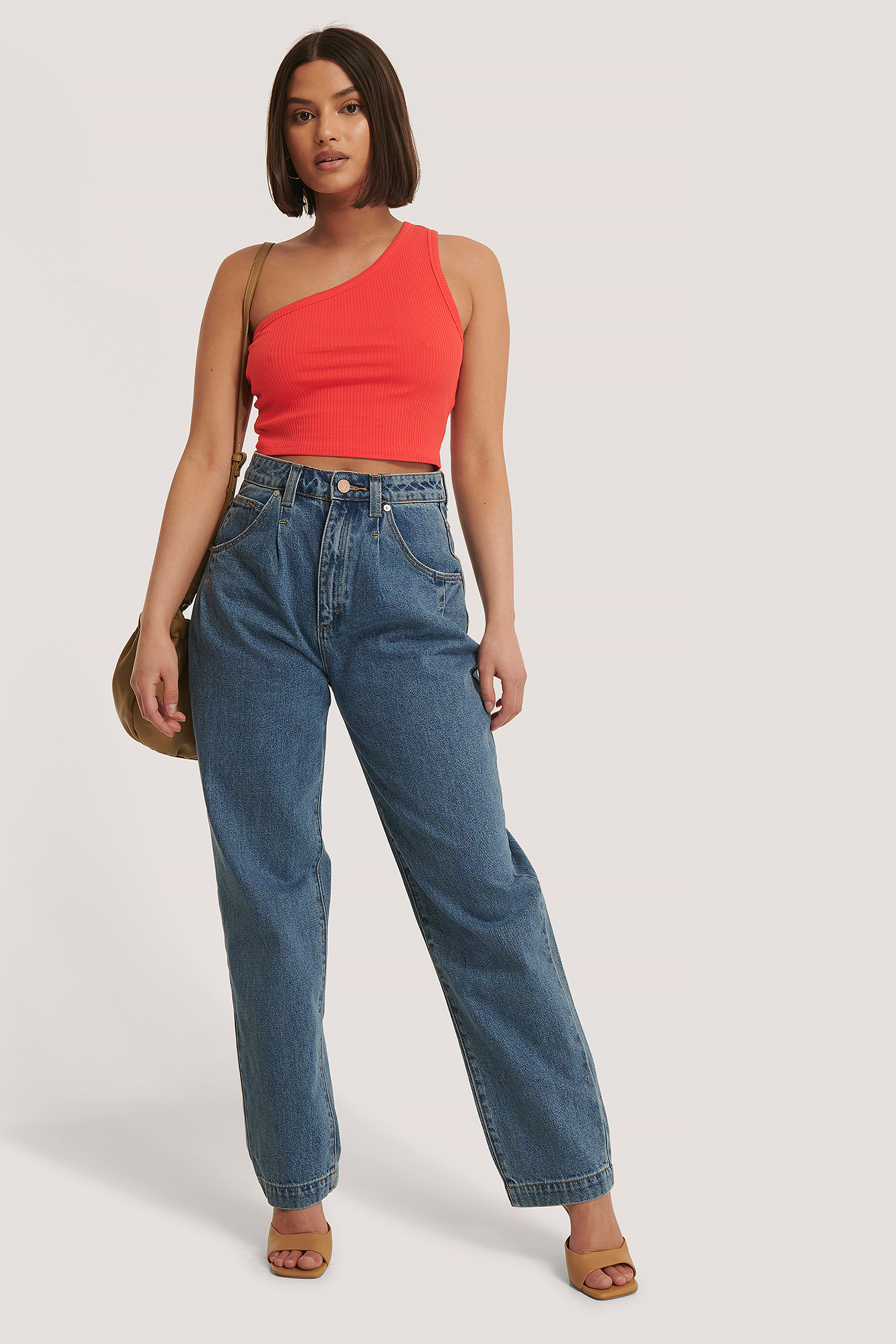 Einseitig Schulterfreies Crop Top Rot | na-kd.com