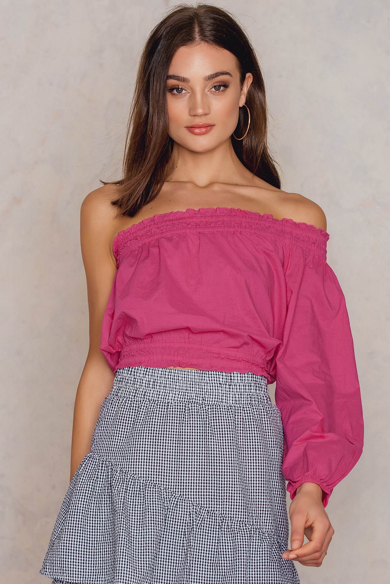 One Shoulder Smock Top Pink | NA-KD