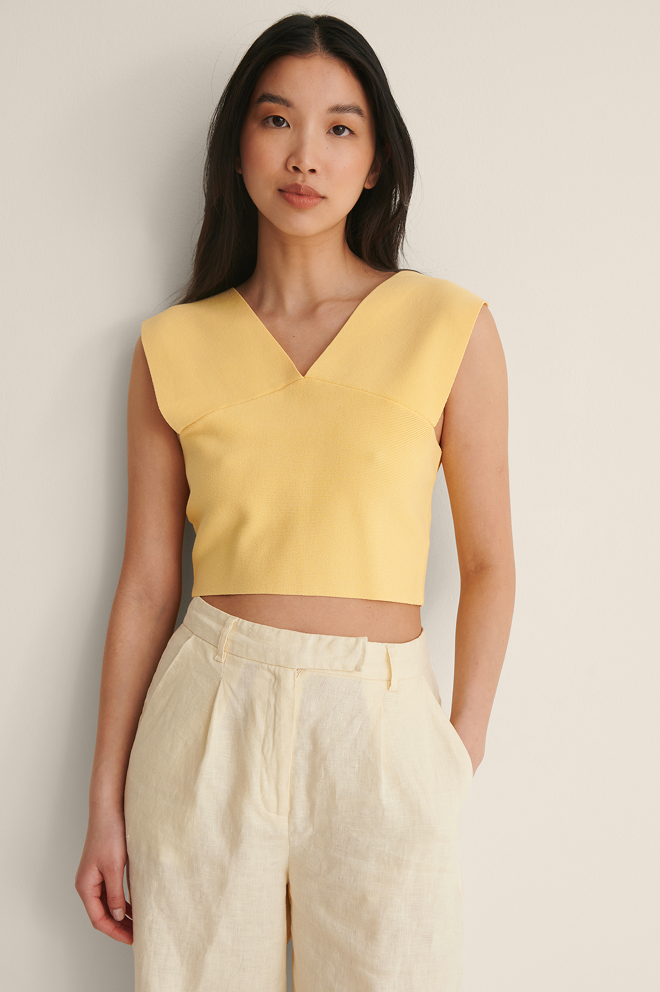 Open Back Knitted Top Yellow | na-kd.com