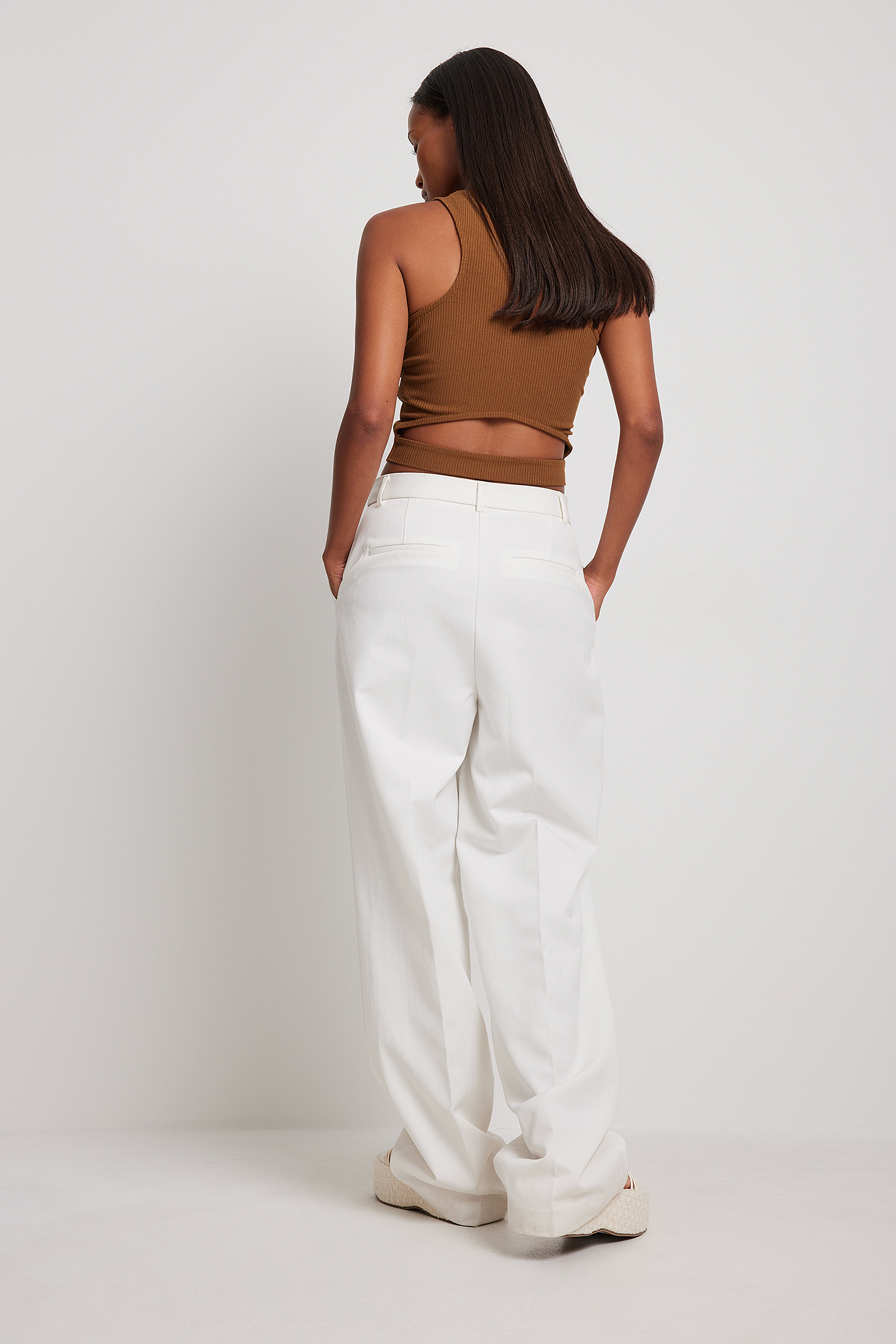 Open Back Rib Singlet Brown | na-kd.com