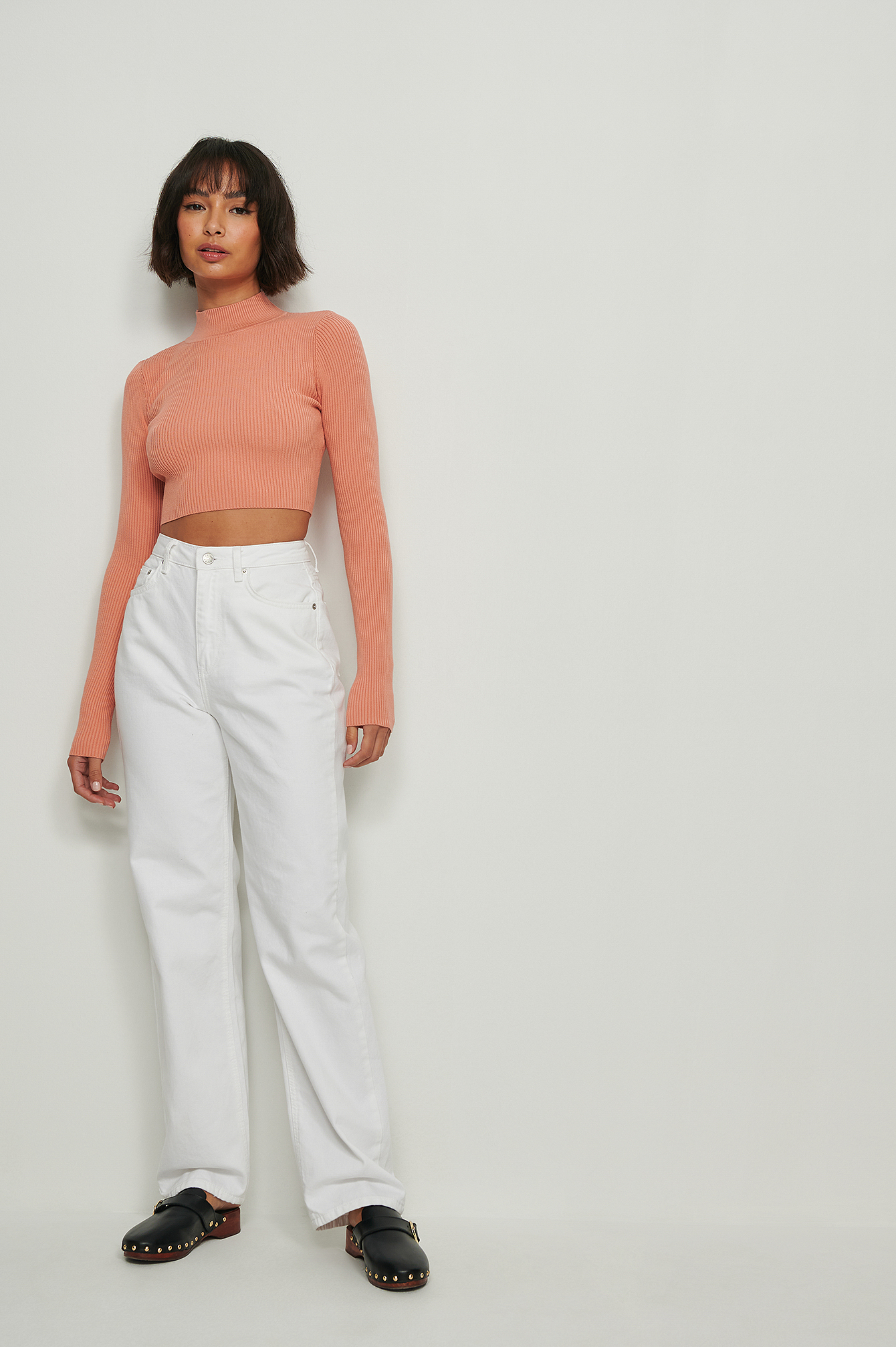 Open Back Ribbed Knitted Sweater Pink | na-kd.com