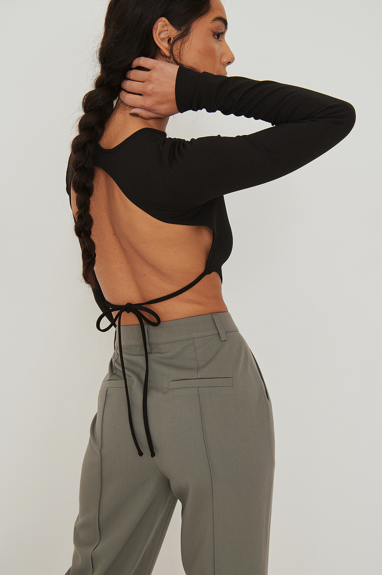 Open Back Tie Top Black | na-kd.com