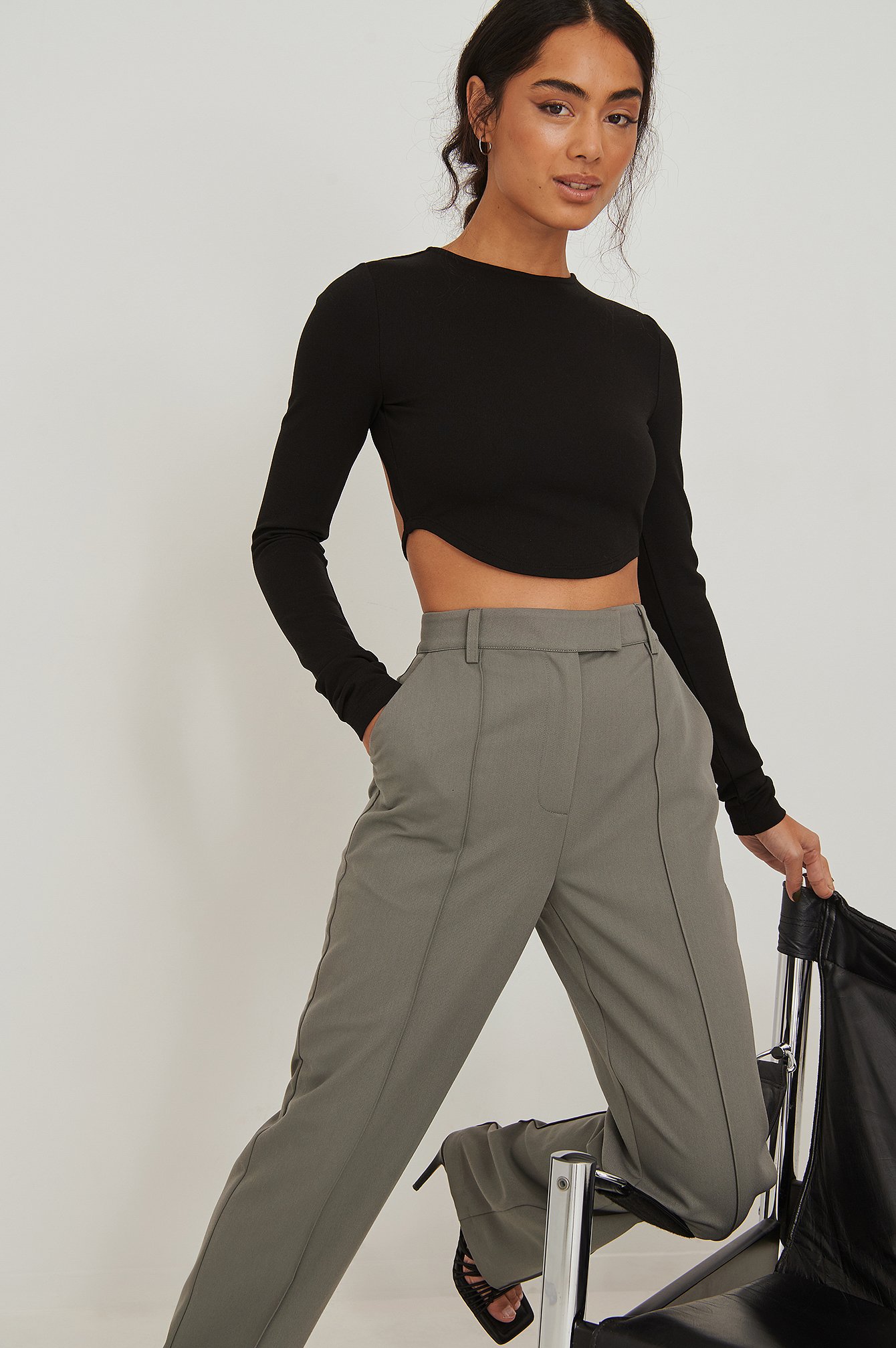 Open Back Tie Top Black | na-kd.com