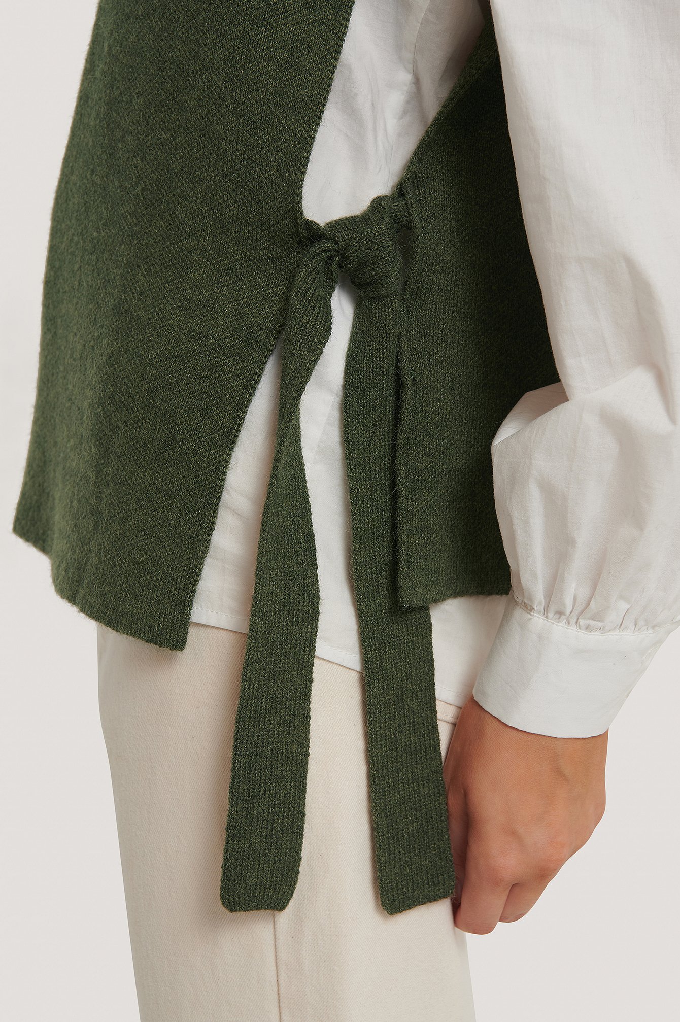 Open Side Knitted Vest Green | na-kd.com