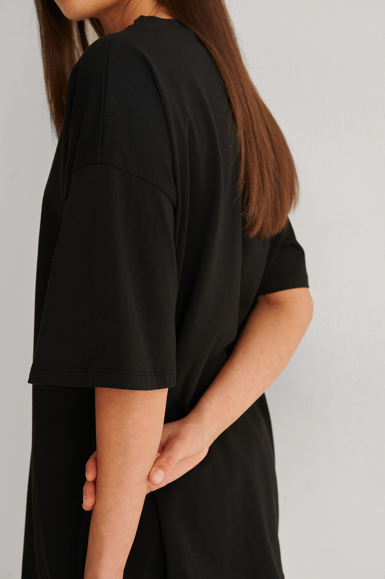 Round Neck Oversized Tee Black | na-kd.com